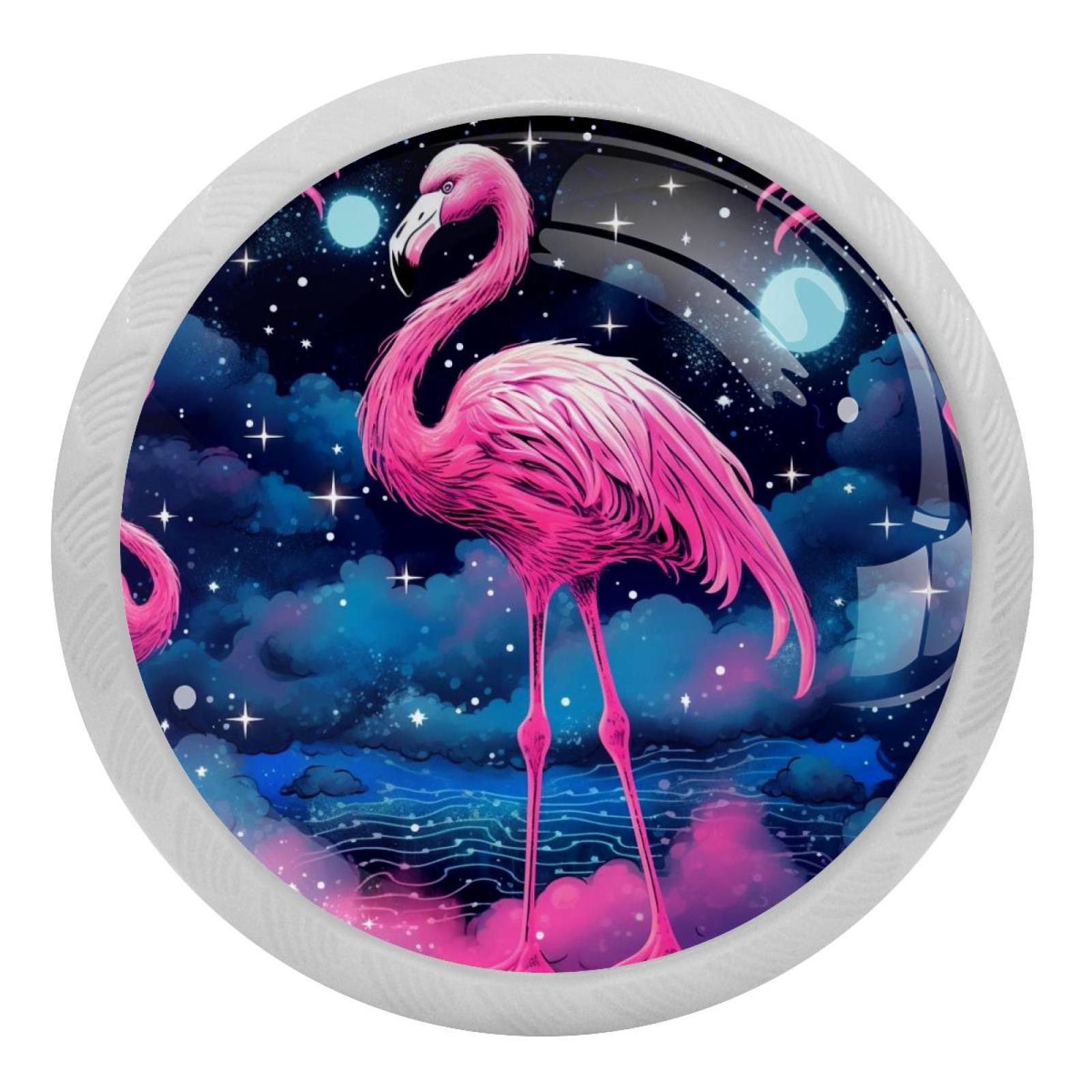 4 Packs Night Starry Sky Pink Flamingo Fluorescence Crystal Glass ...