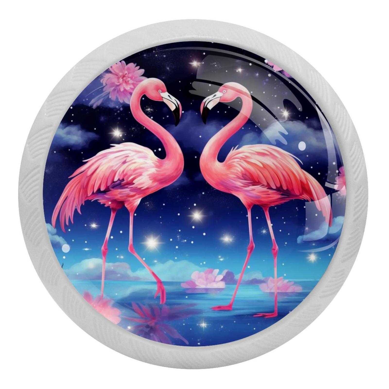 4 Packs Night Starry Sky Pink Flamingo Fluorescence Crystal Glass ...