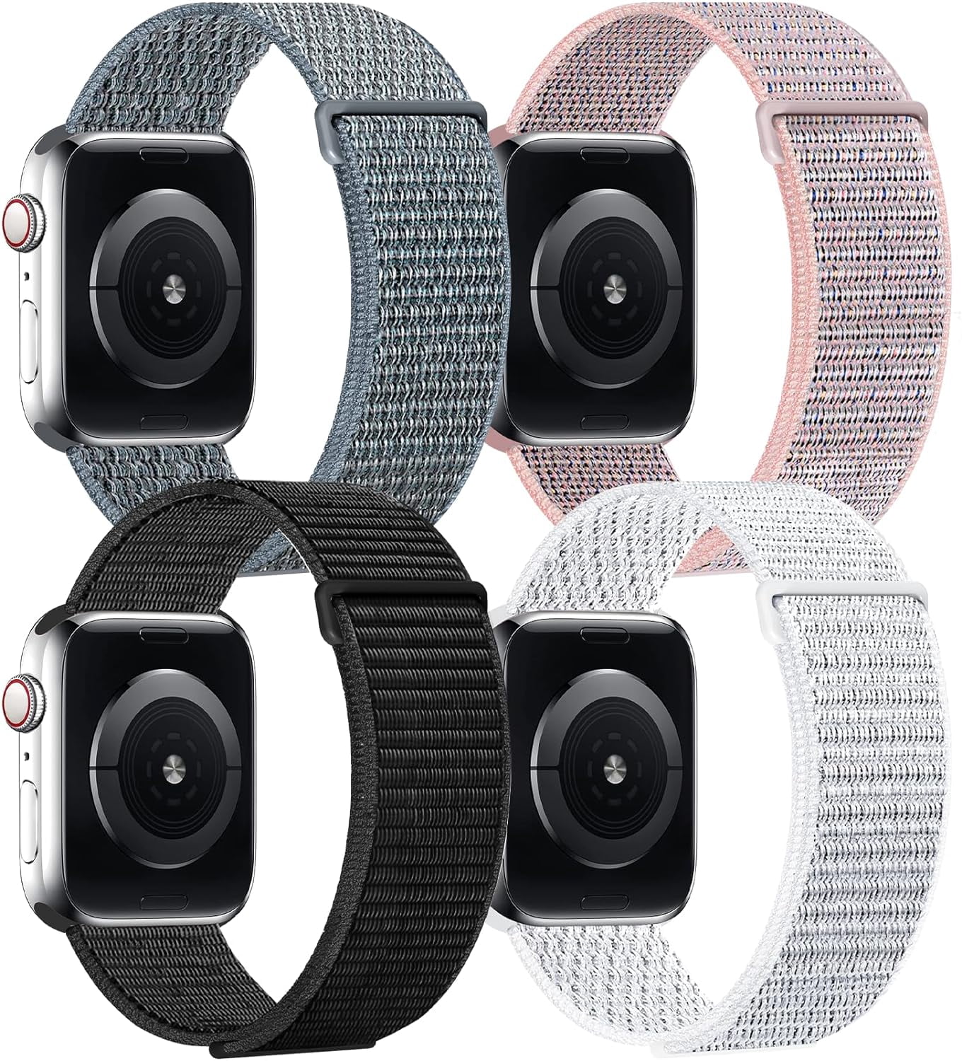 4 Packs Nylon Band Compatible with Apple Watch Band 42mm 44mm 45mm 49mm ...