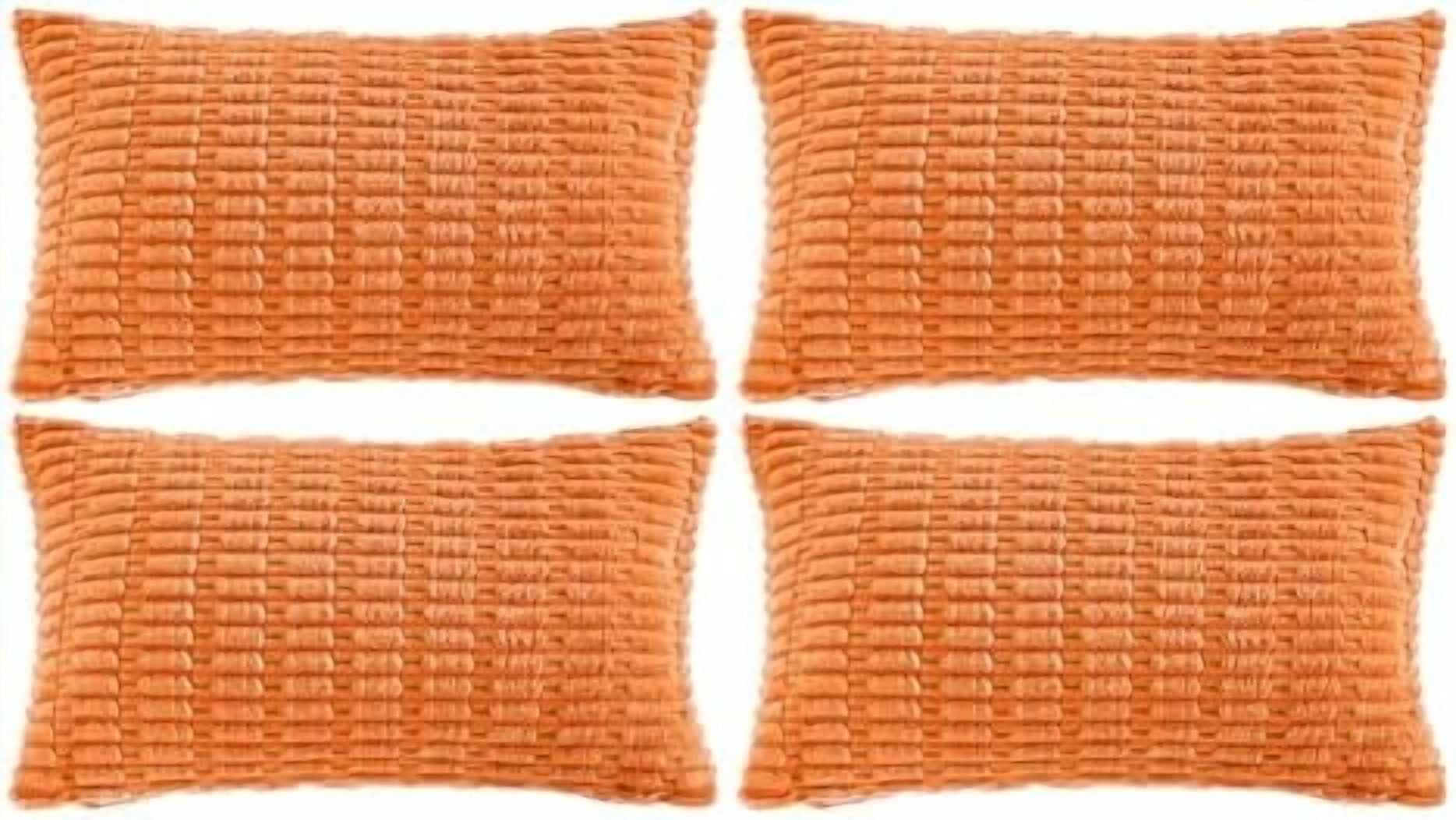 4 Packs Orange Fall Decorative Throw Pillow Covers 12x20 Inch for Couch ...
