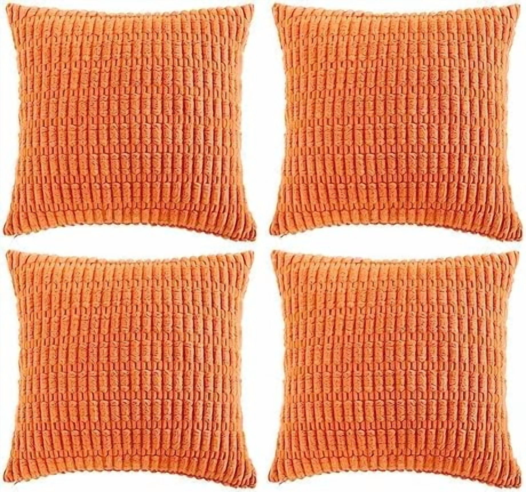 4 Packs Orange Fall Decorative Throw Pillow Covers 26x26 Inch for Couch ...