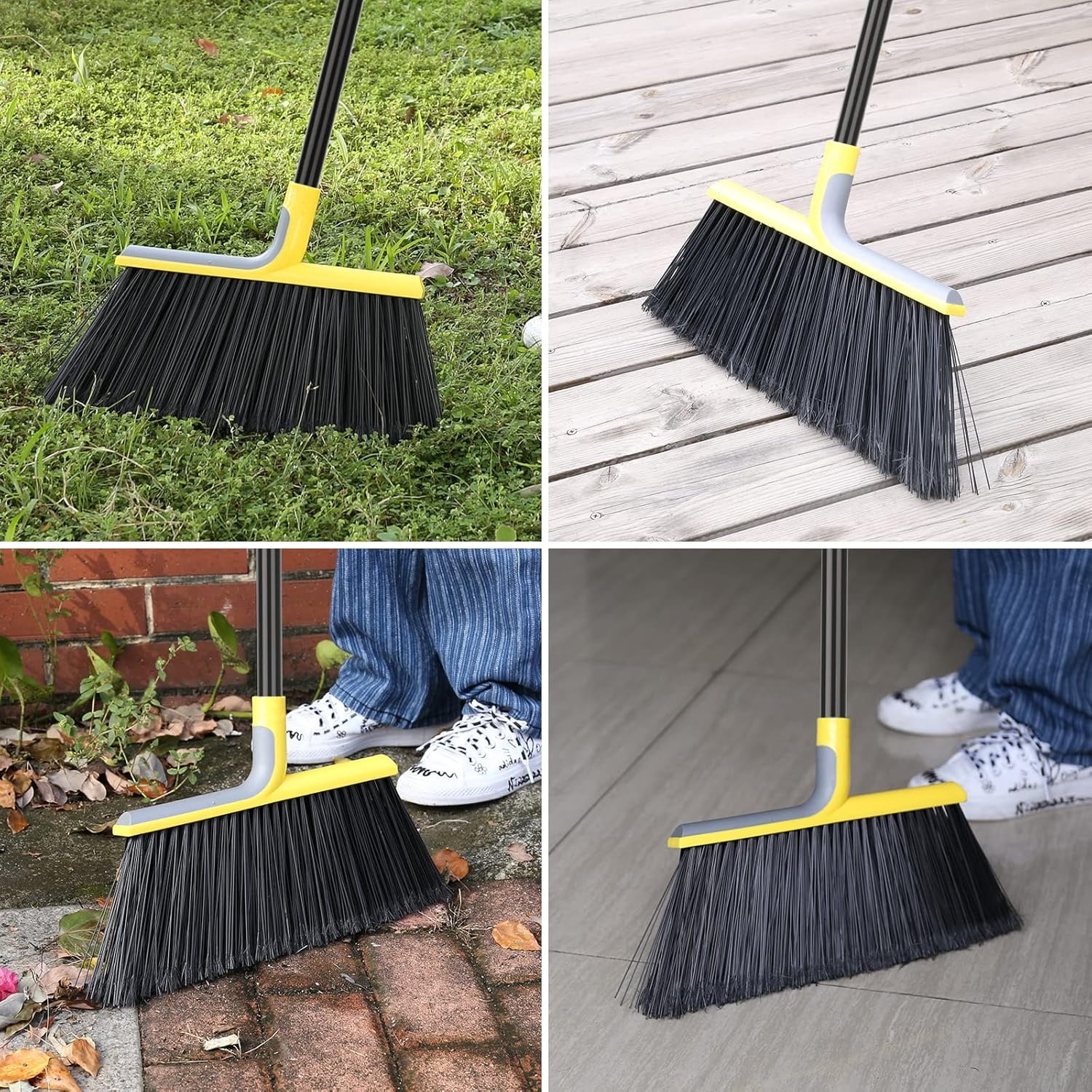 4 Packs Outdoor Broom for Floor Cleaning with 58" Long Handle, Heavy ...