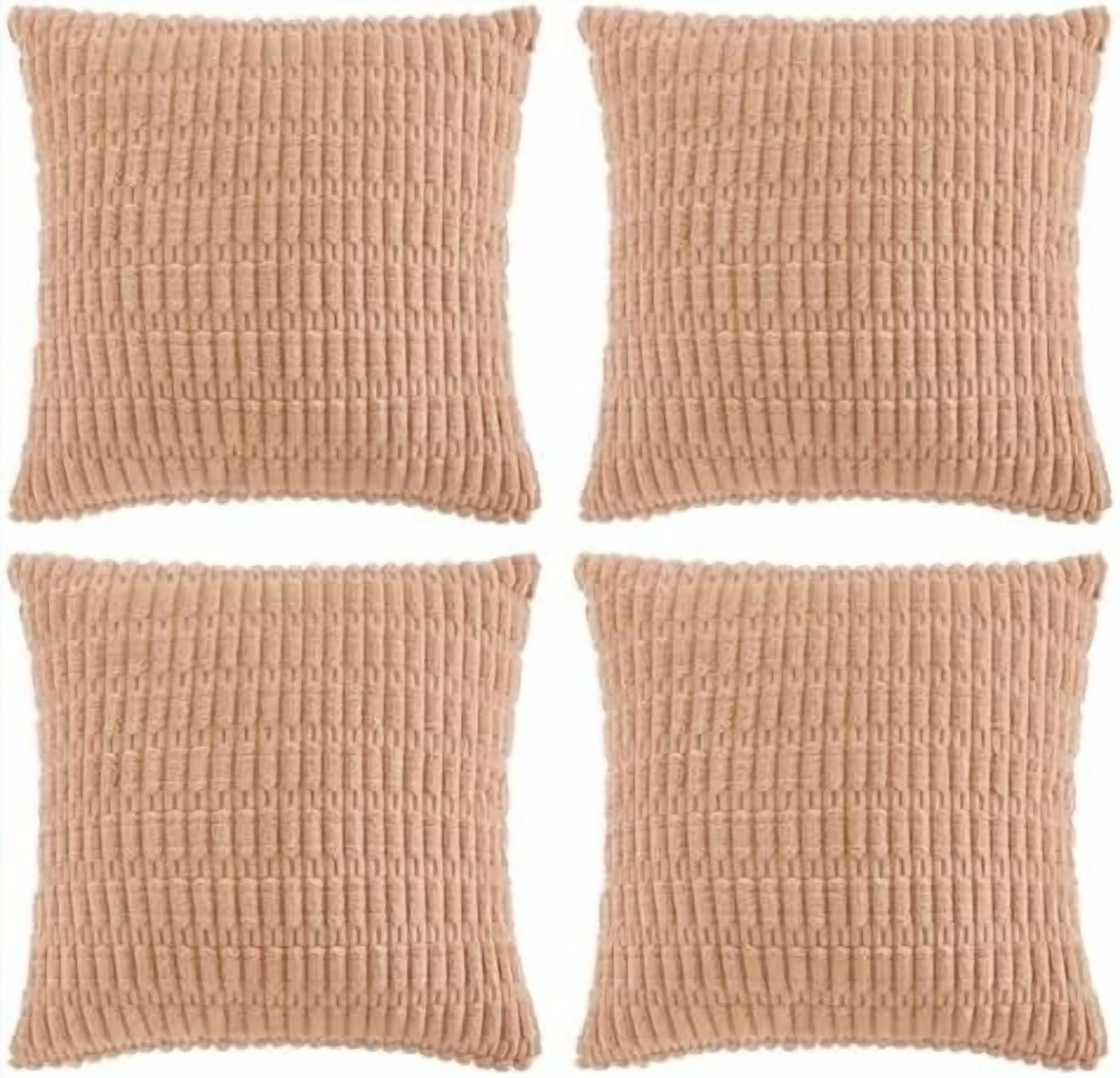 4 Packs Peach Decorative Throw Pillow Covers 22x22 Inch for Living Room ...