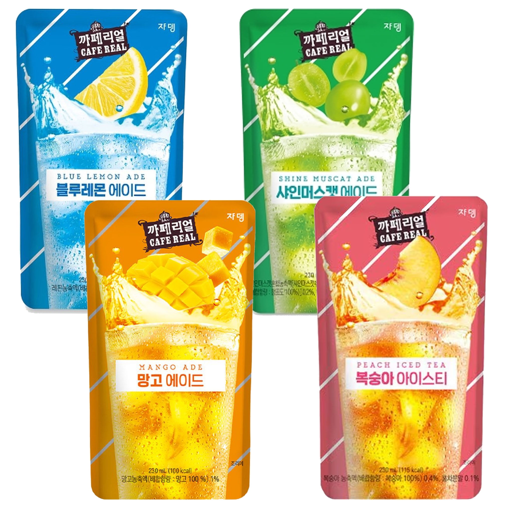 4 Packs Peach Iced Tea, Blue Lemonade, Shine Muscat Drink Korean ...