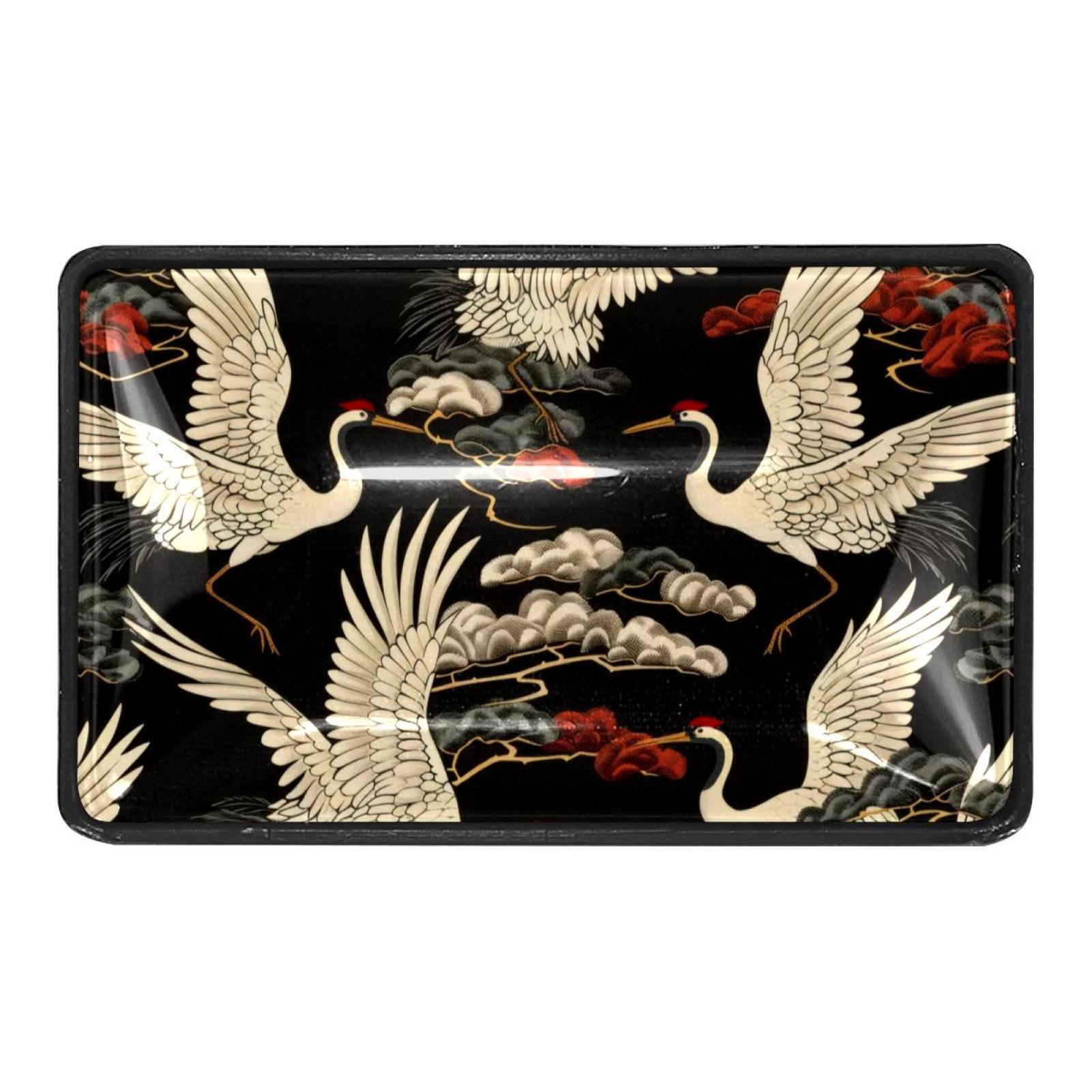 4 Packs Pine Tree Flying Crane Crystal Glass Cabinet Knobs Drawer ...