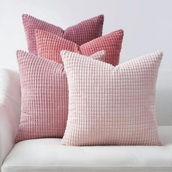 4 Packs Pink Decorative Throw Pillow Covers 16x16 Inch for Living Room ...