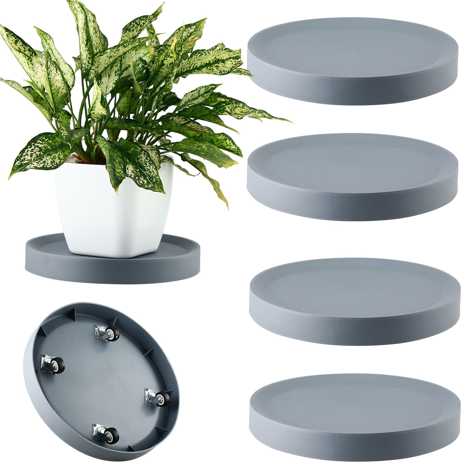 4 Packs Plant Caddy with Hidden Wheels 11.5 Inch Rolling Plant Stand ...