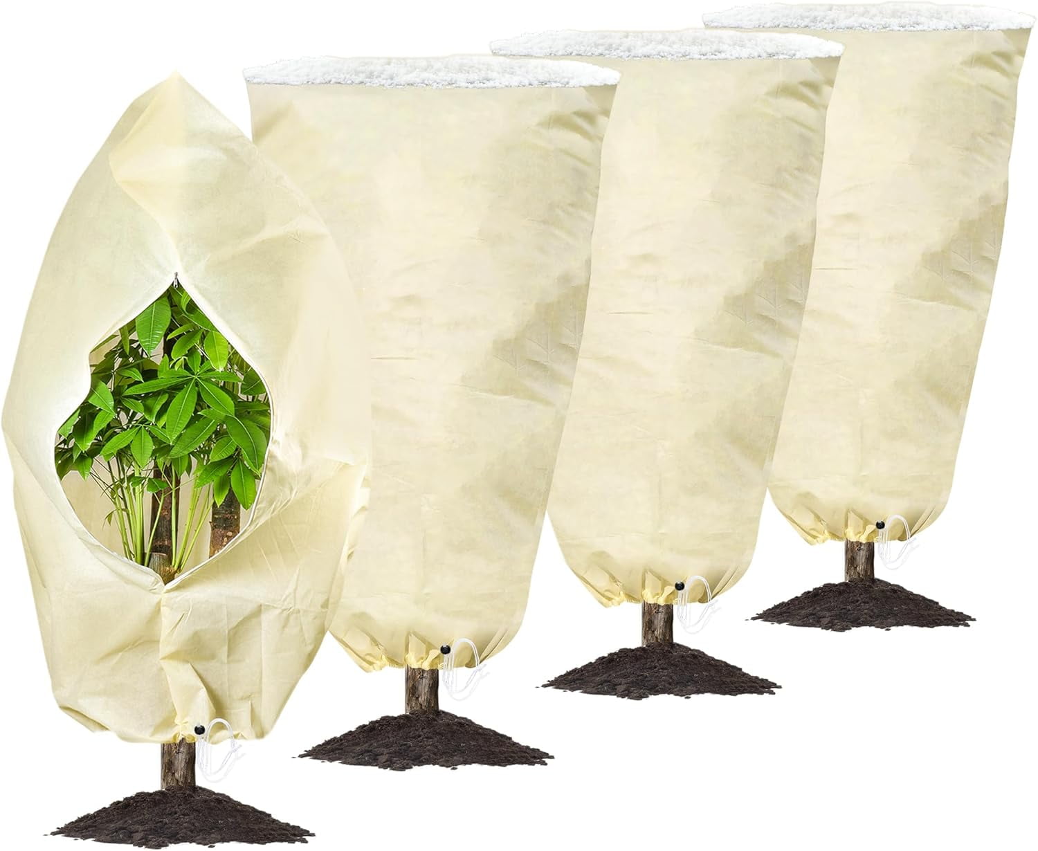4 Packs Plant Covers Freeze Protection-47.24”×70.86” Large Tree Covers ...