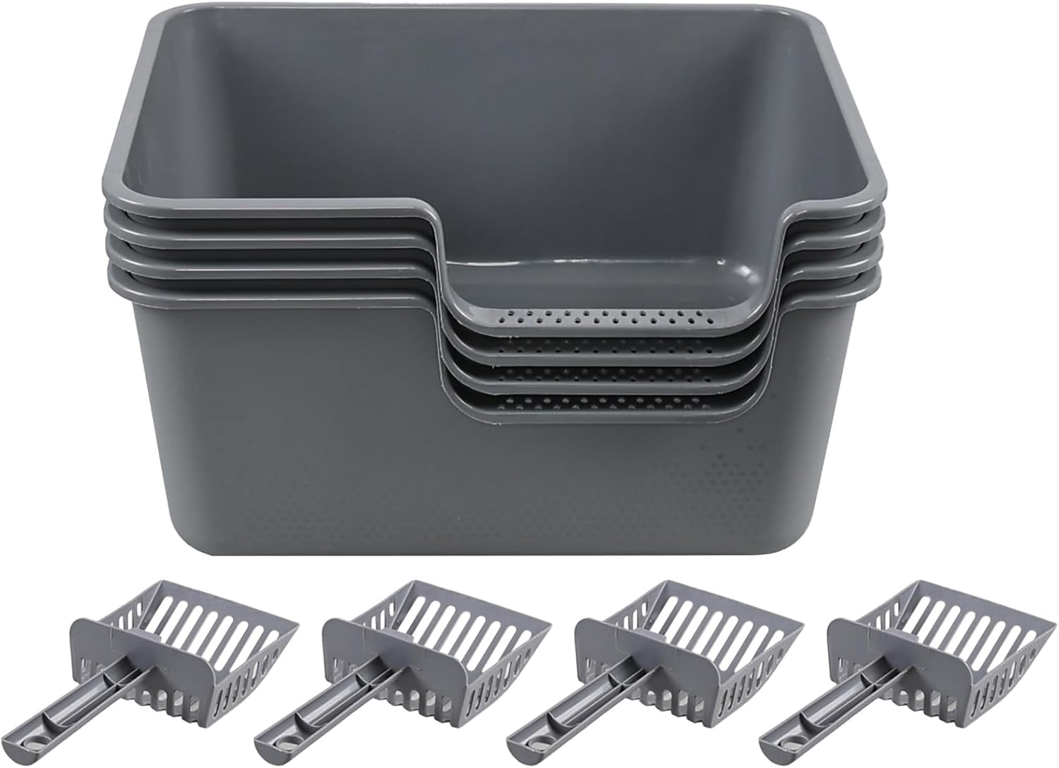 4 Packs Plastic Anti-Splashing Kitty Litter Box, Cat Litter Box High ...