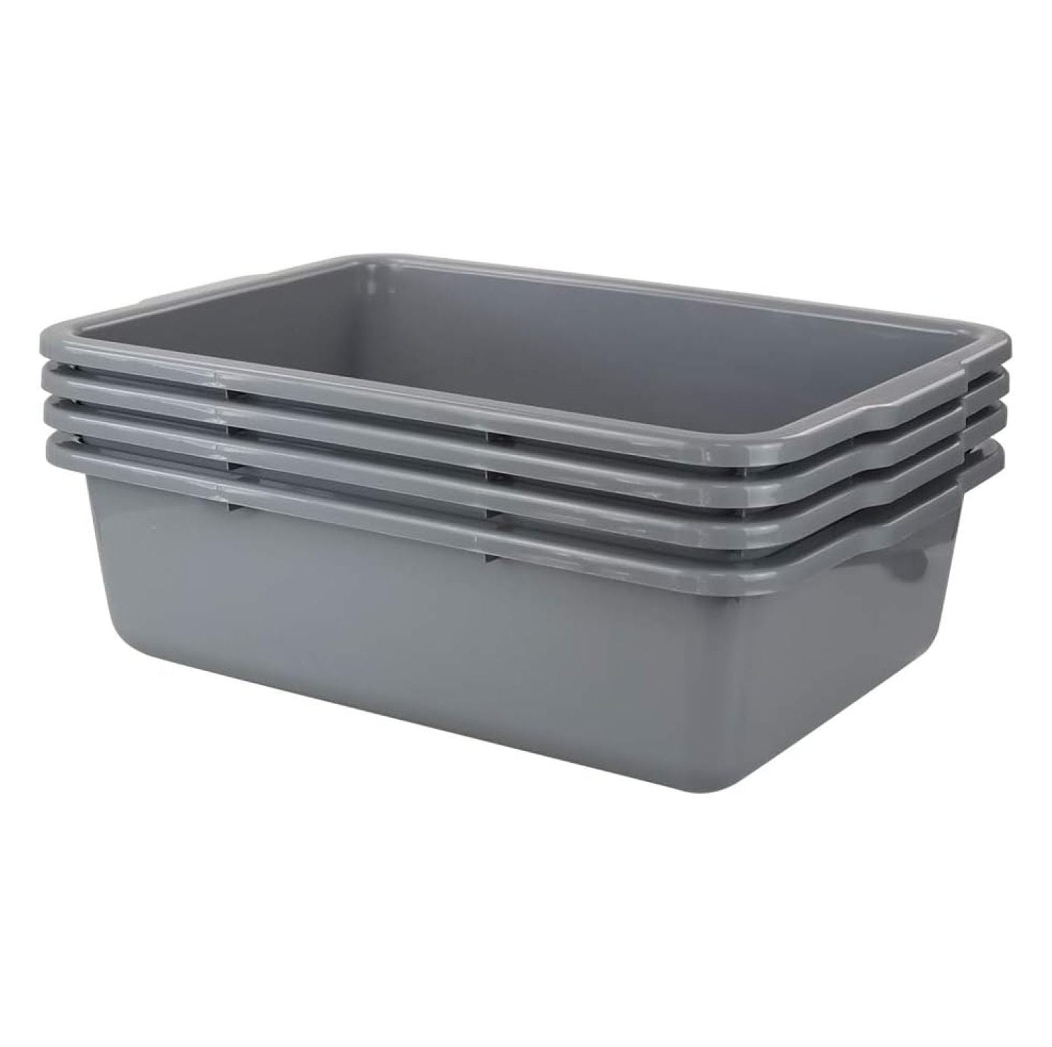 4 Packs Plastic Bus Tubs, Gray Large Utility Bus Box/ Tote Box, 32 L ...