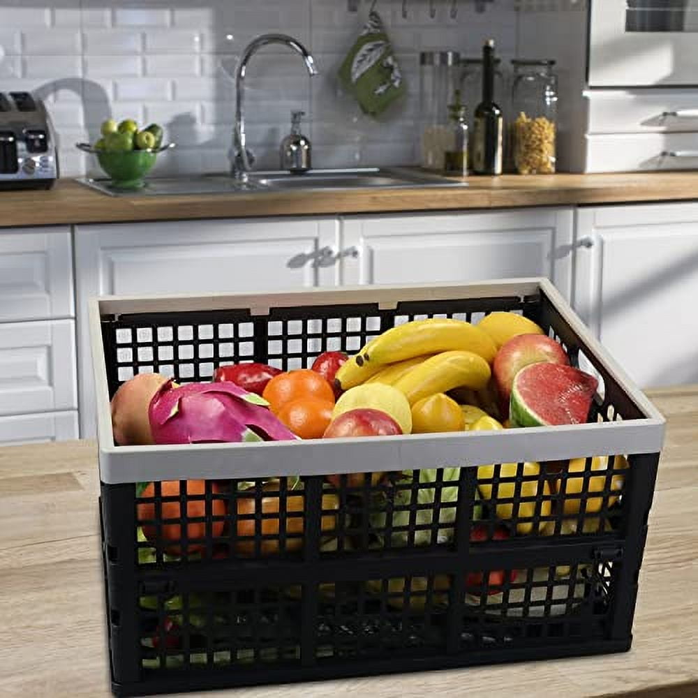4 Packs Plastic Collapsible Storage Crate, 42 Quart Stackable Folding ...