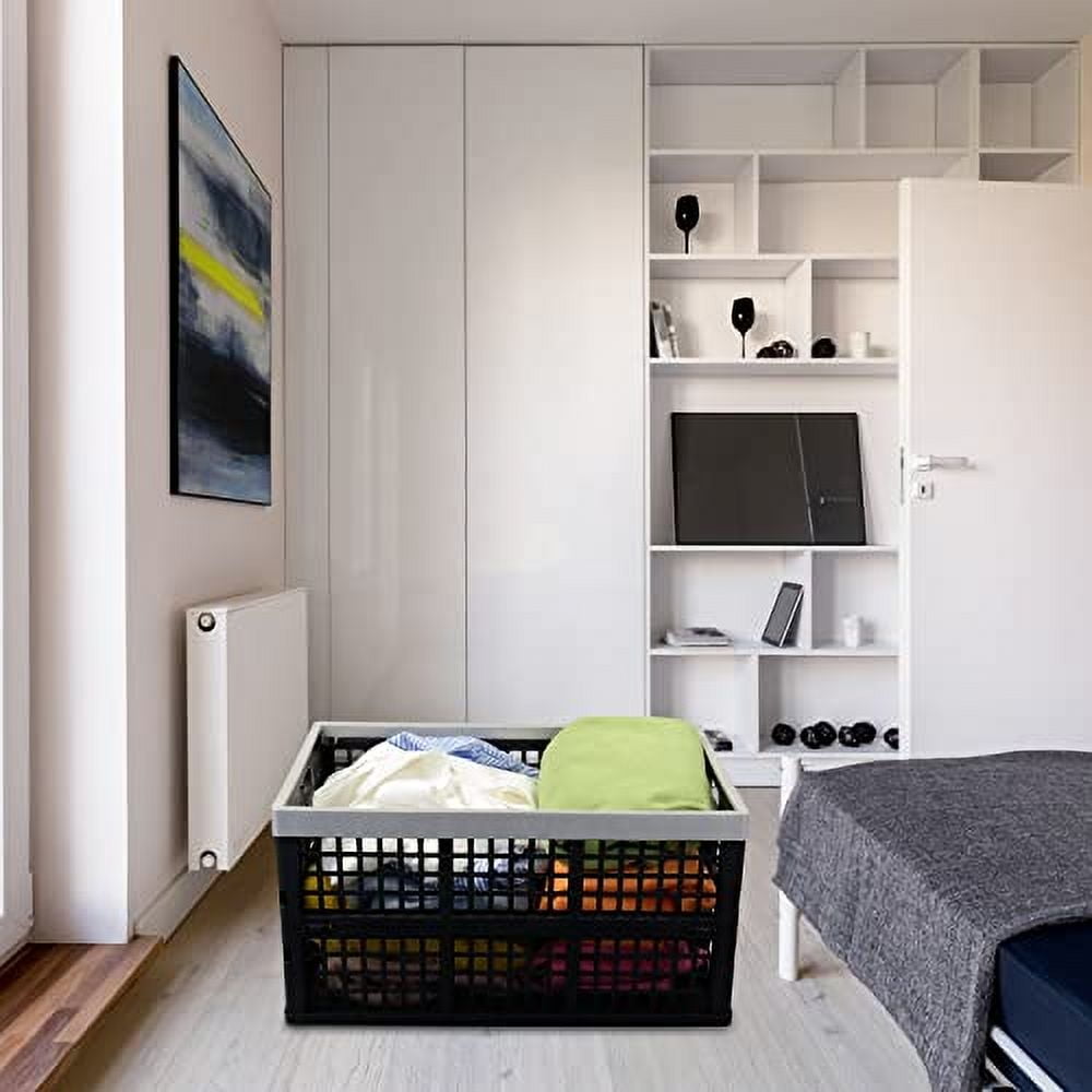 4 Packs Plastic Collapsible Storage Crate, 42 Quart Stackable Folding ...