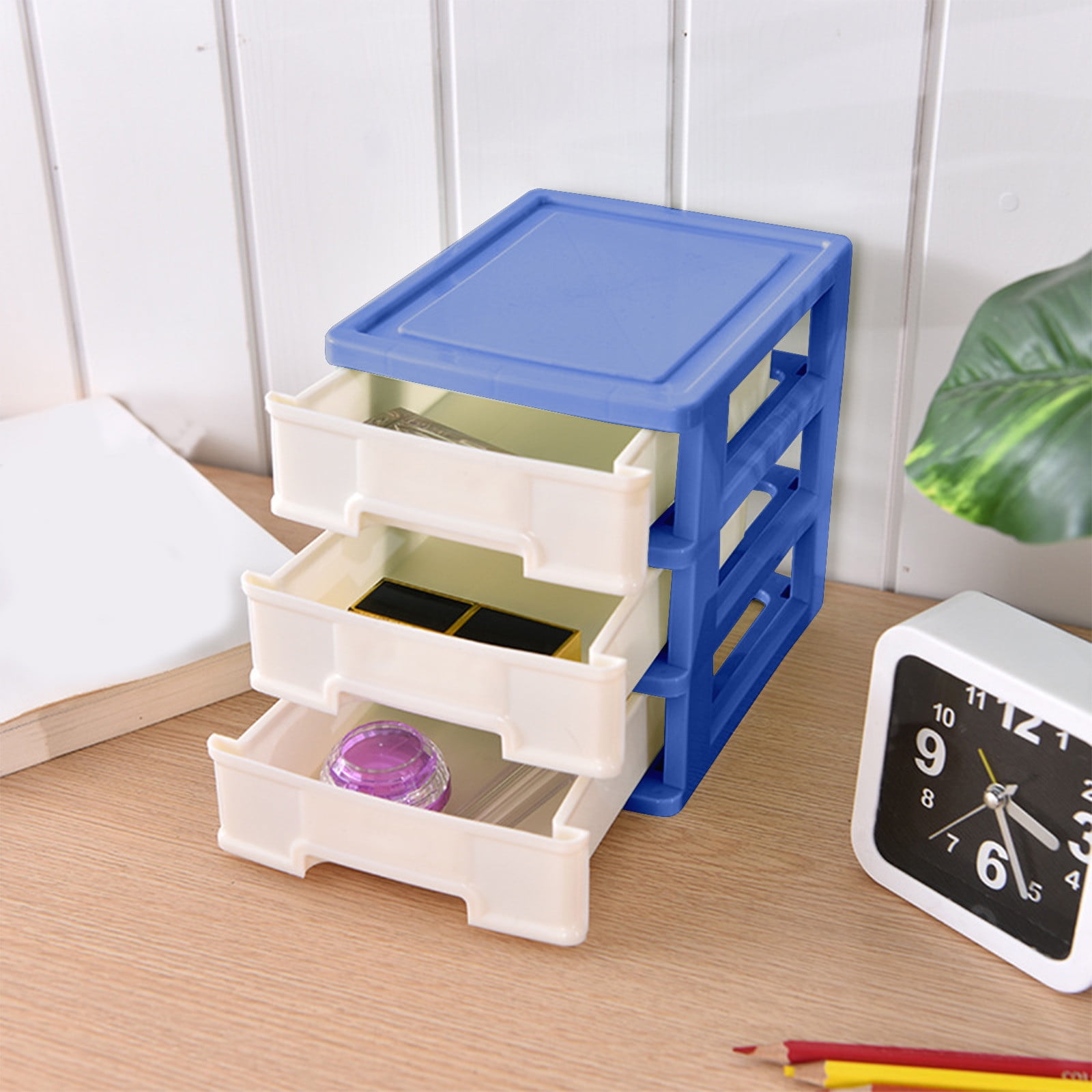 4 Packs Plastic Drawer Organizer for Office Desk Storage 3 Tier ...
