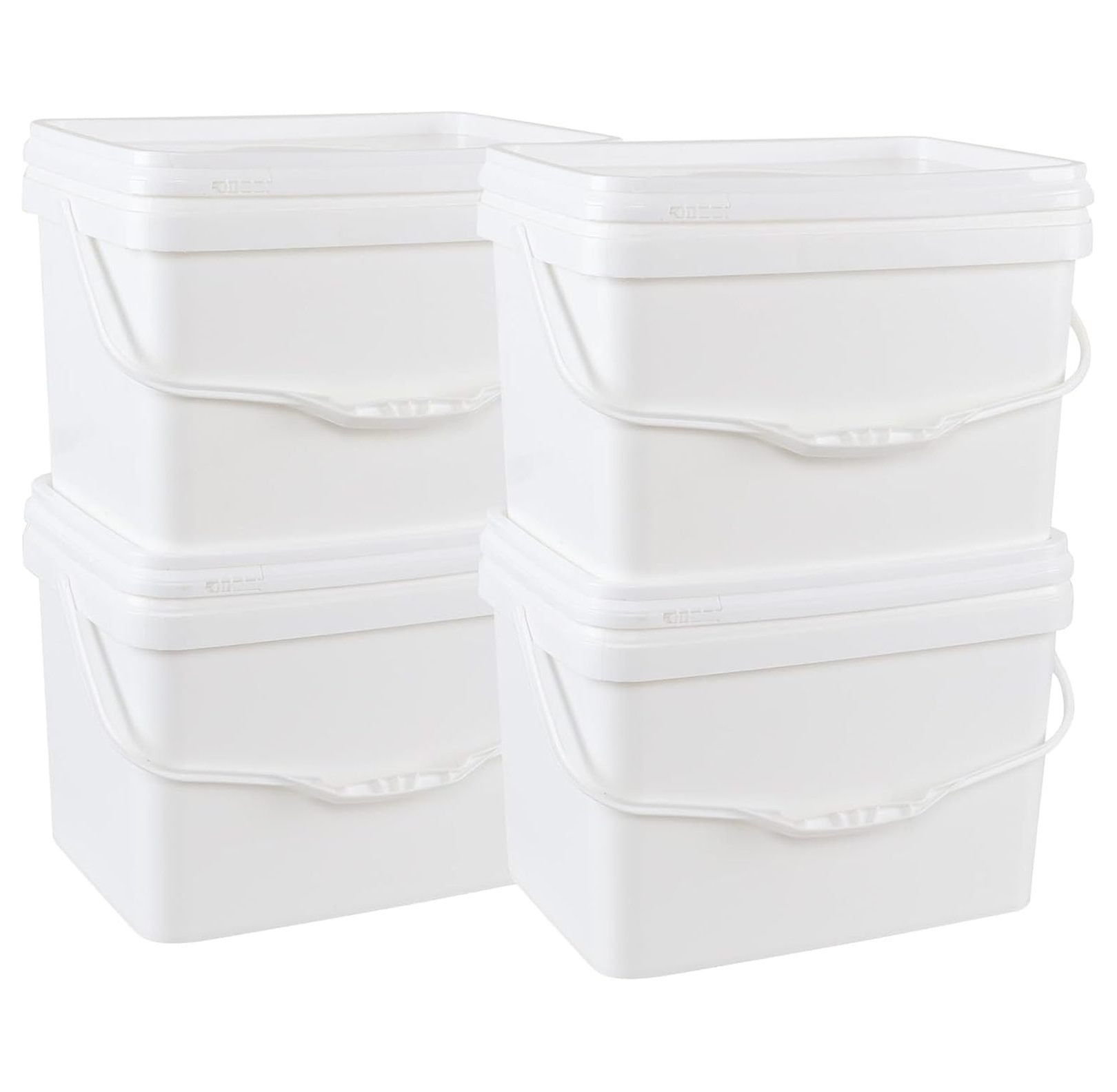 4 Packs Plastic Food Storage Bucket with Lid, 5 Gallon Airtight Plastic ...
