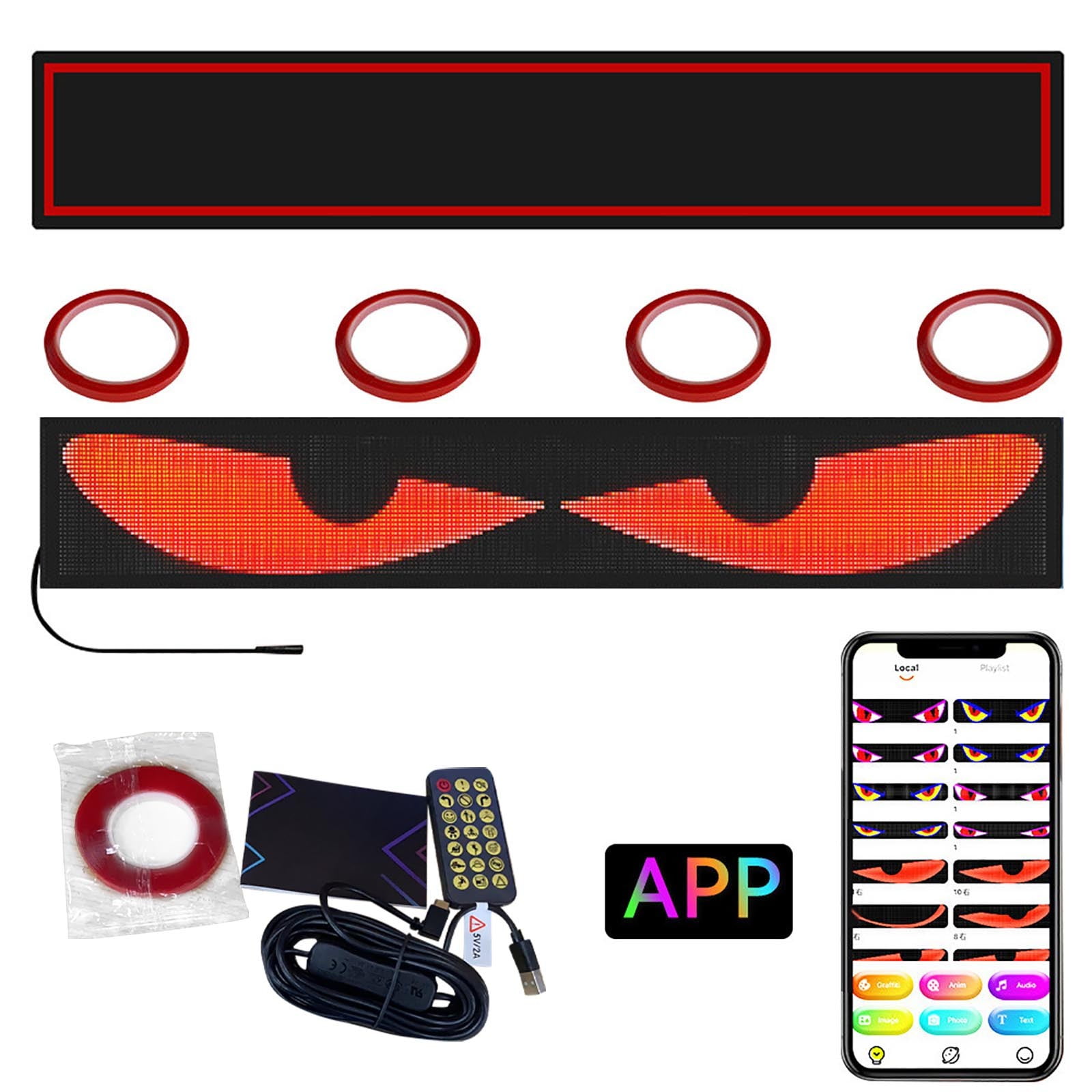 4 Packs Programmable LED Windshield Eyes for Cars and Trucks ...