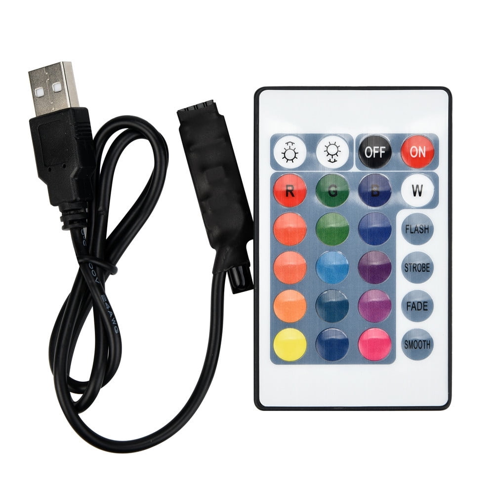 4 Packs RGB LED Strip Lights with 24 Key Remote Controller, Color ...