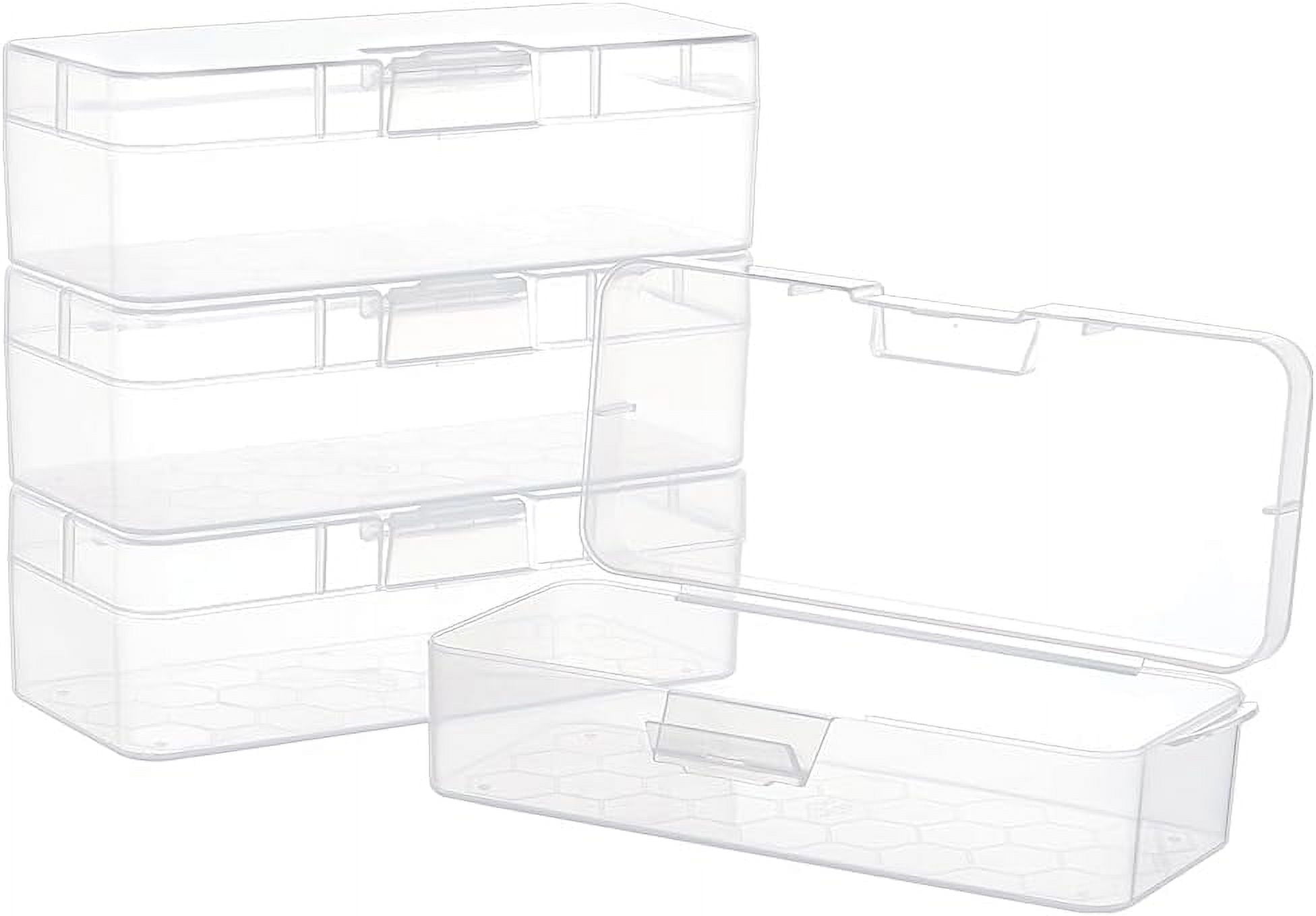 4 Packs Rectangle Plastic Container Box 6.4x2.6x1.8inch Clear Storage ...