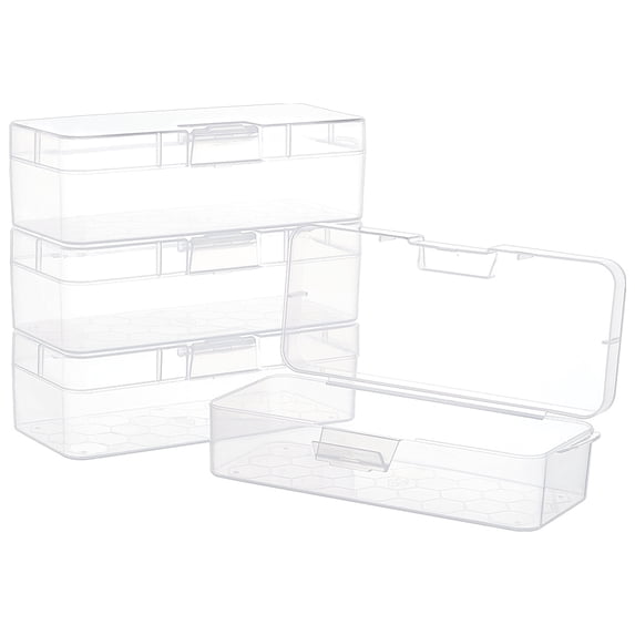 4 Packs Rectangle Plastic Container Box 6.4x2.6x1.8inch Clear Storage ...