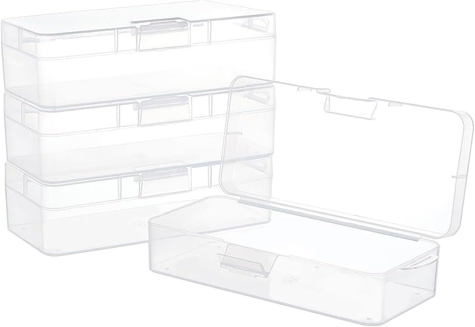 4 Packs Rectangle Plastic Container Box 7x3x1.8inch Clear Storage ...