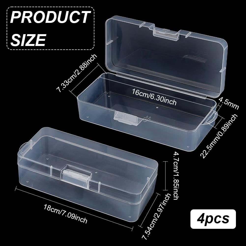 4 Packs Rectangle Plastic Container Box 7x3x1.8inch Clear Storage ...
