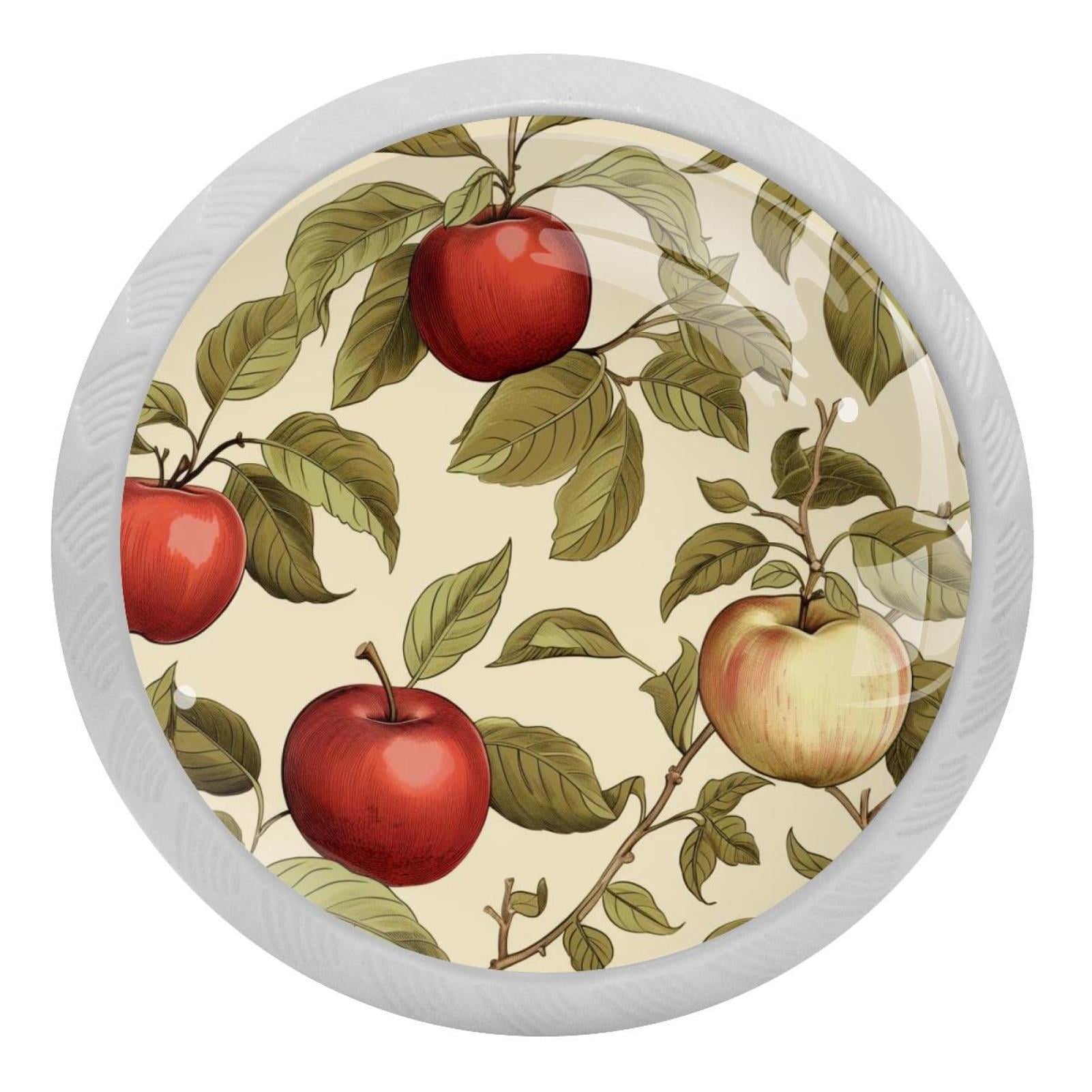 4 Packs Red Apples Fruit Fluorescence Crystal Glass Cabinet Knobs ...