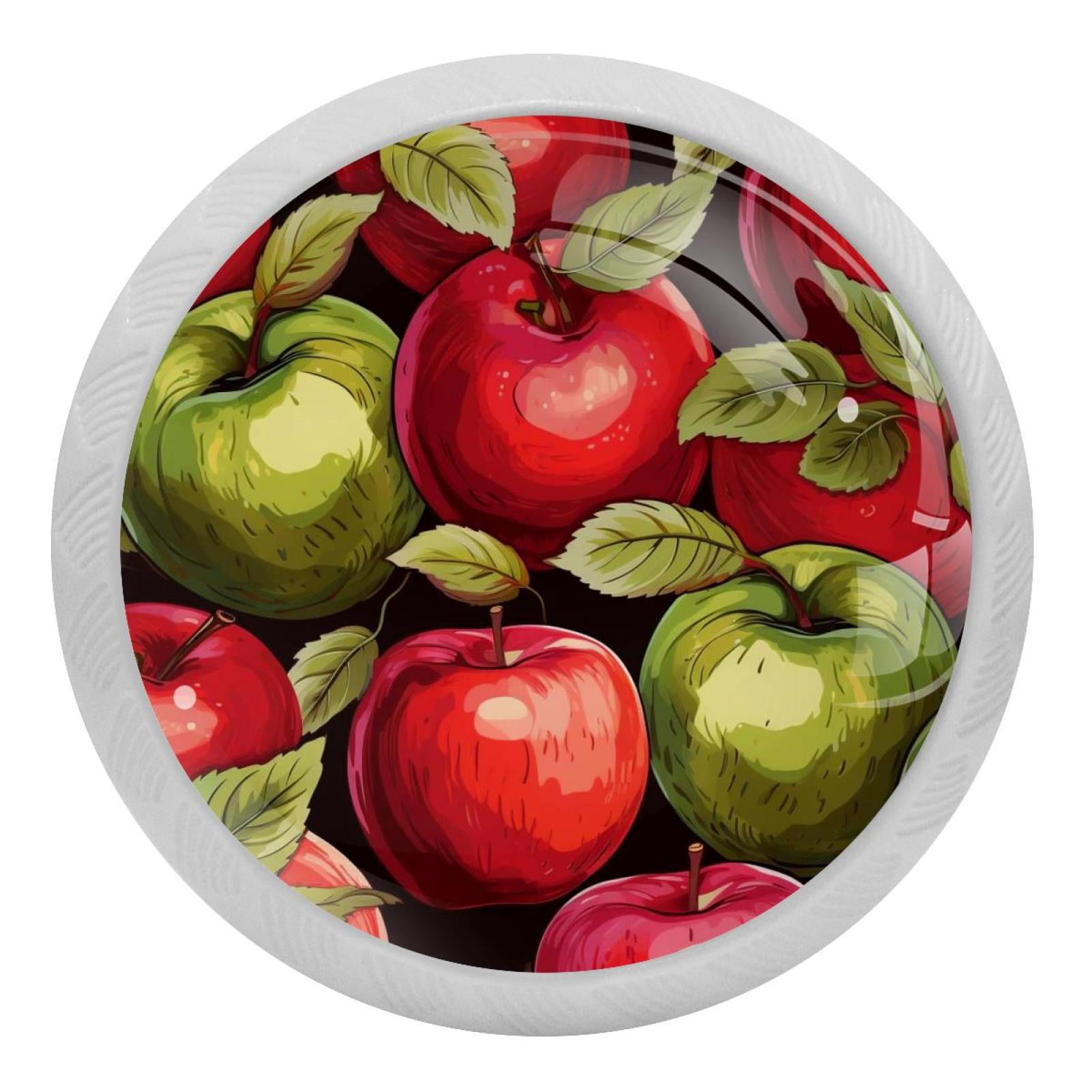 4 Packs Red Apples Fruit Fluorescence Crystal Glass Cabinet Knobs ...