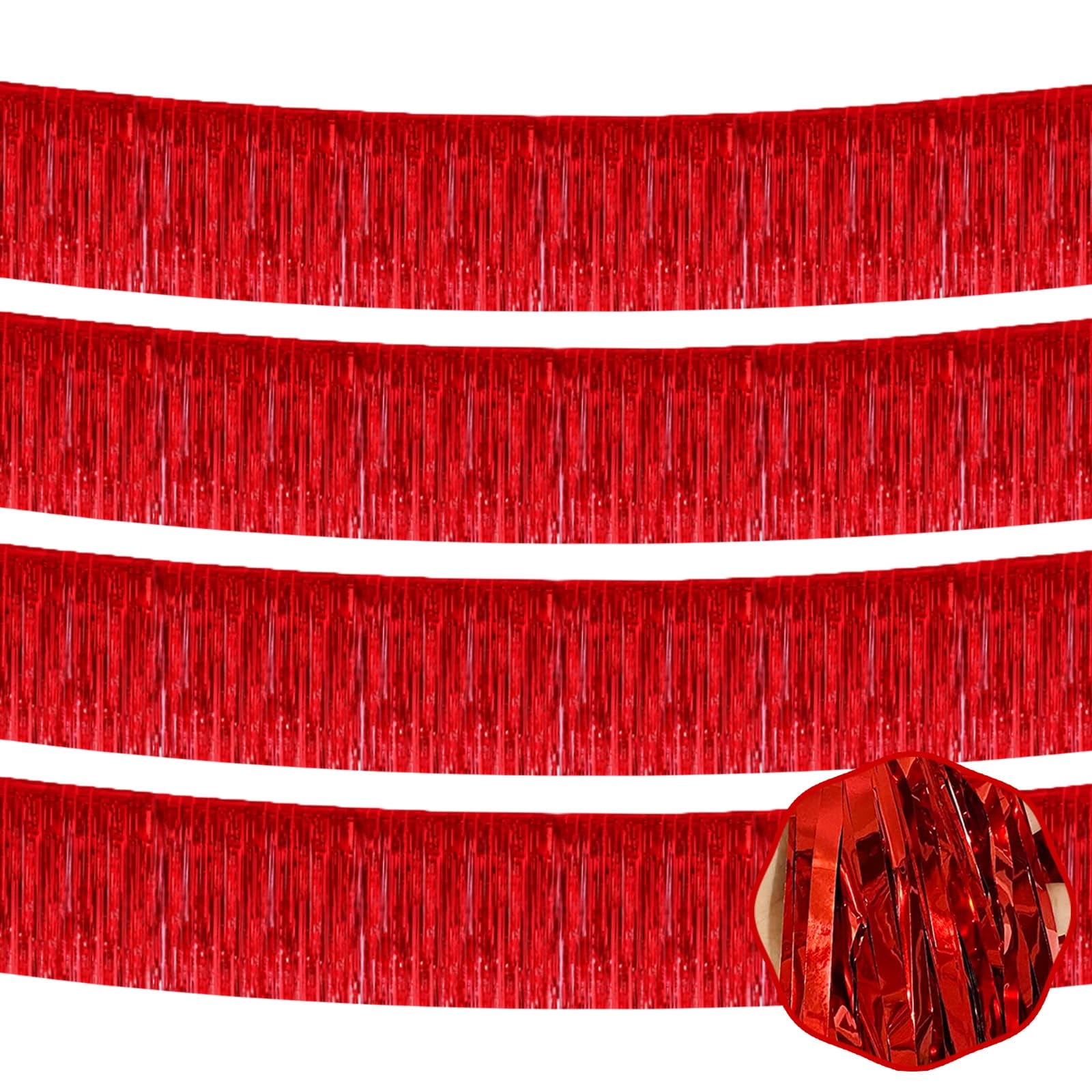 4 Packs Red Foil Fringe Garland Gold Hanging Banner Wall Hanging ...