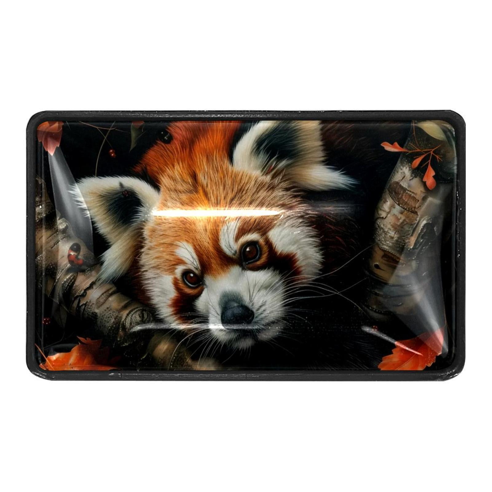 4 Packs Red Panda Autumn Leaves Crystal Glass Cabinet Knobs Drawer Handles for Kitchen Cabinets ...