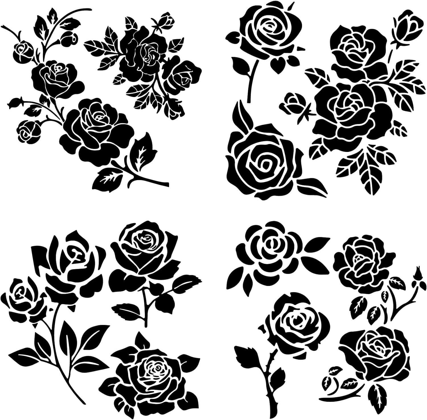 4 Packs Rose Car Decal Black Car Window Sticker Rose Flower Car Decals ...