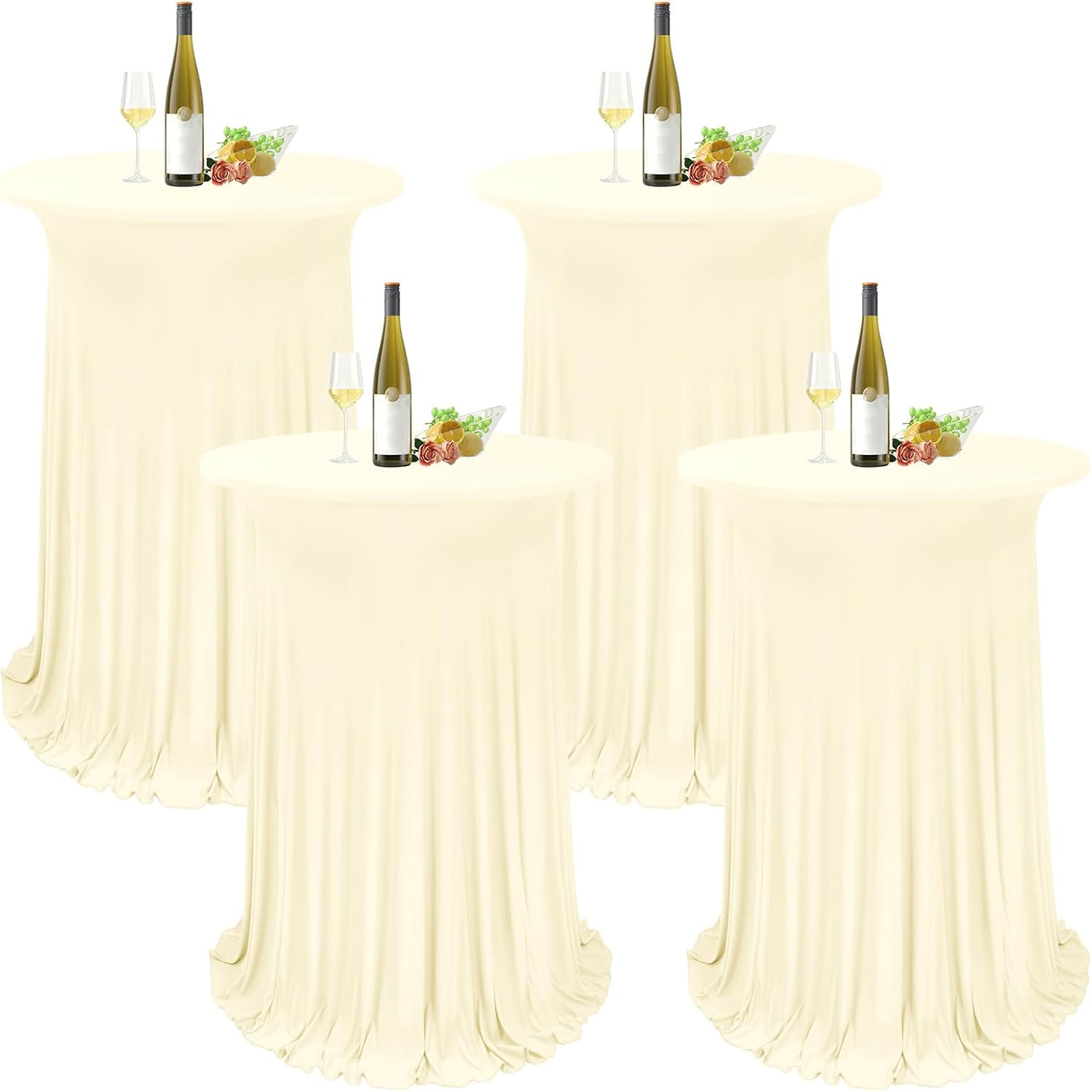 4 Packs Round Cocktail Table Skirt 32"x 43" Spandex Stretch Cocktail ...