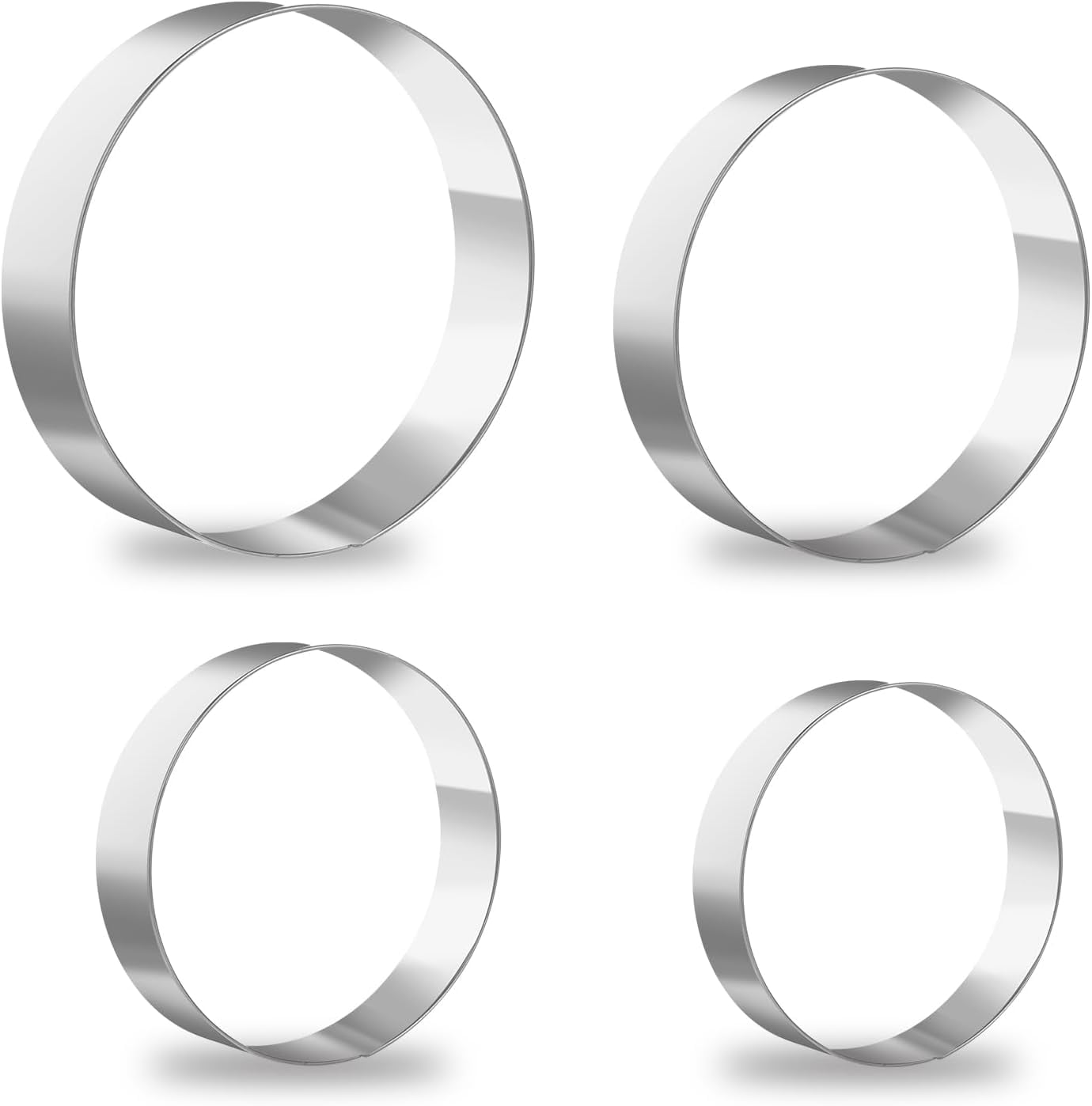 4 Packs Round Cookie Cutters Set, Stainless Steel Biscuit Cutter Circle ...