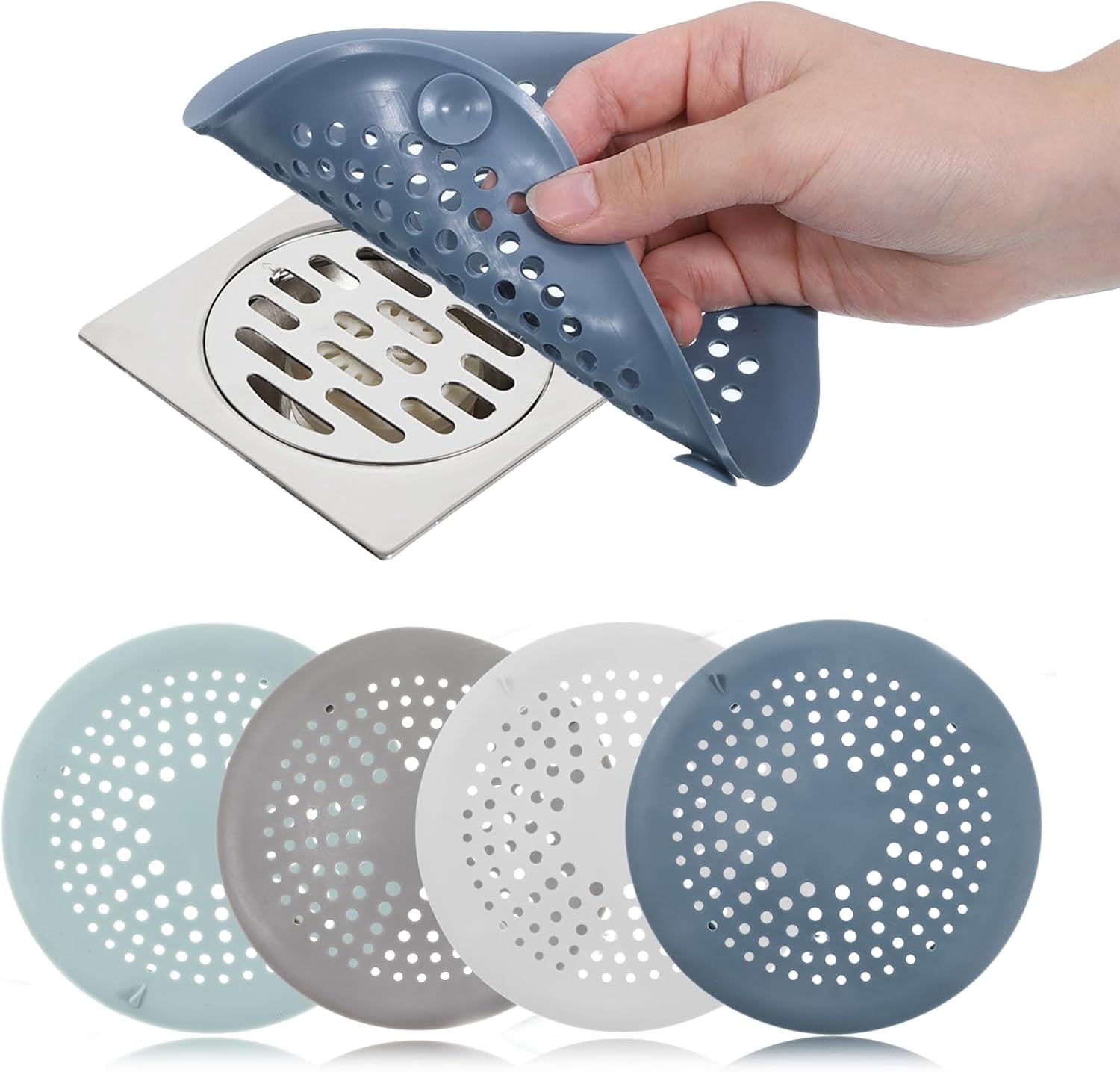 4 Packs Round Hair Drain Catcher, Drain Cover with Suction Cups ...