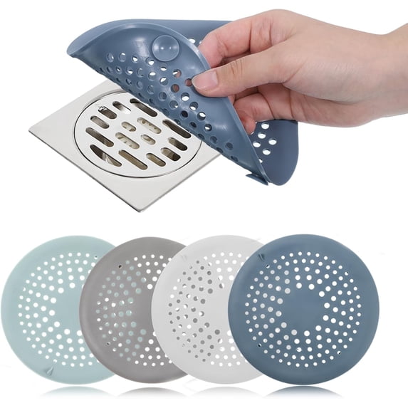 4 Packs Round Hair Drain Catcher, Drain Cover with Suction Cups ...