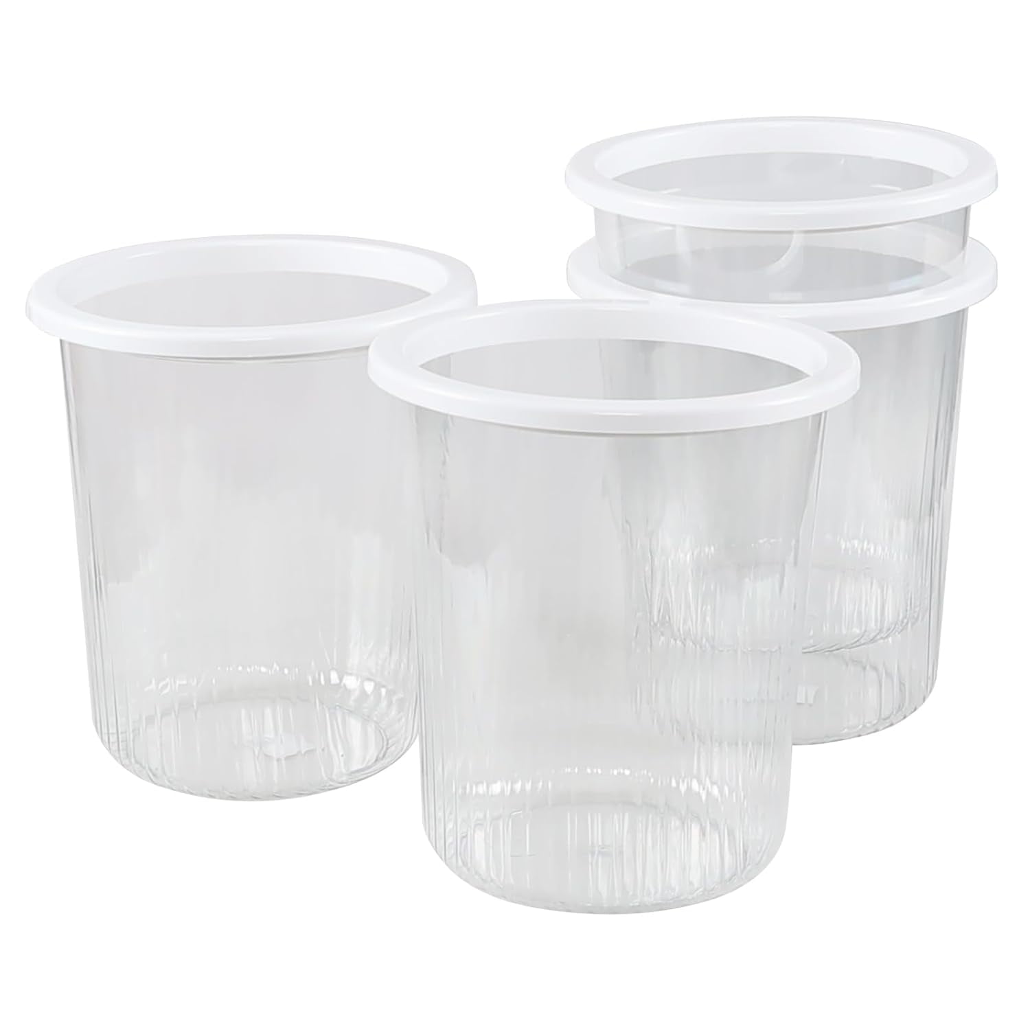 Julyeen 4 Packs Round Plastic Trash Can, 2.5 Gallon Clear Wastebasket ...