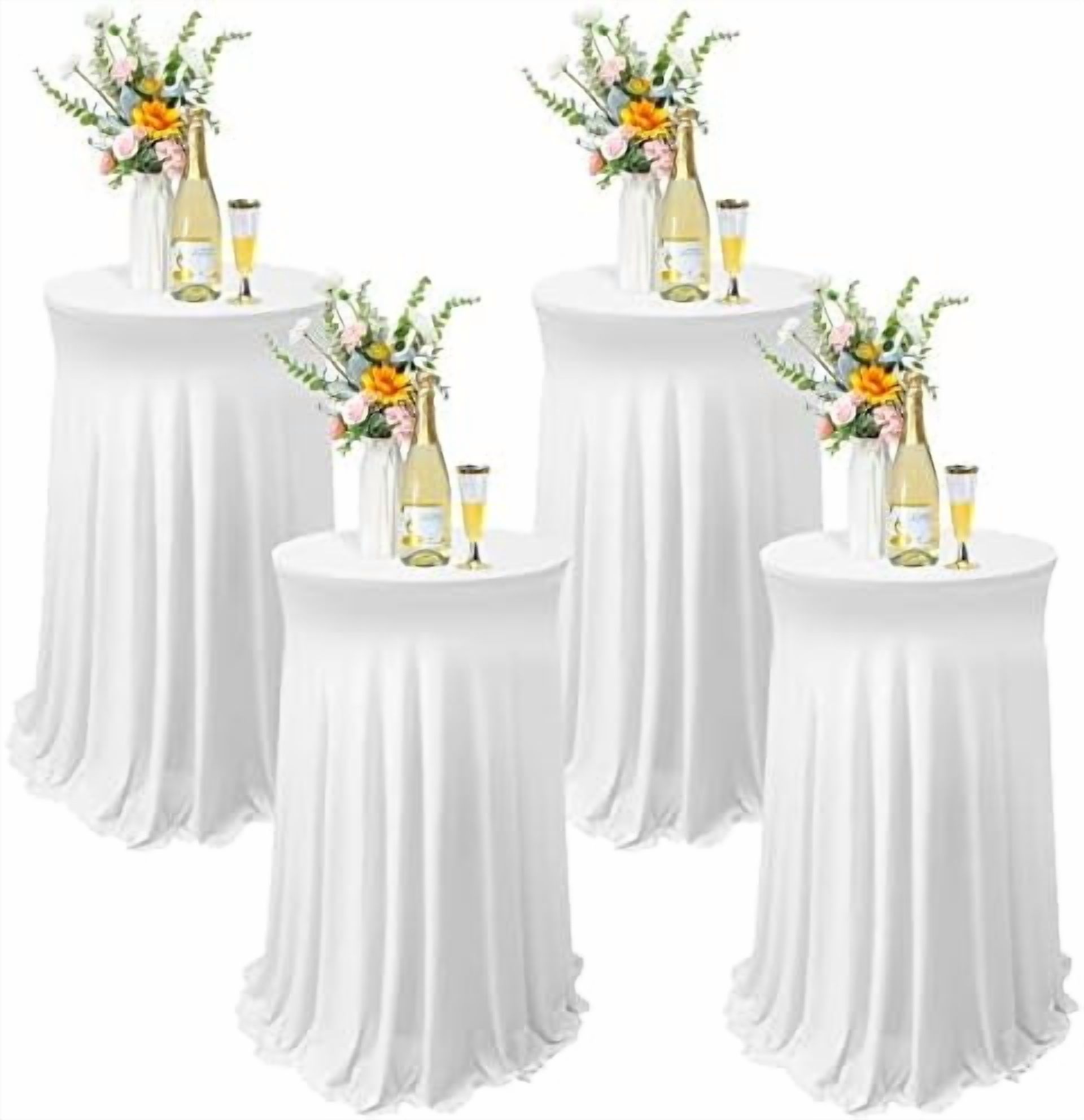 4 Packs Round Spandex Cocktail Tablecloths with Skirt 32 x 43 Inch ...
