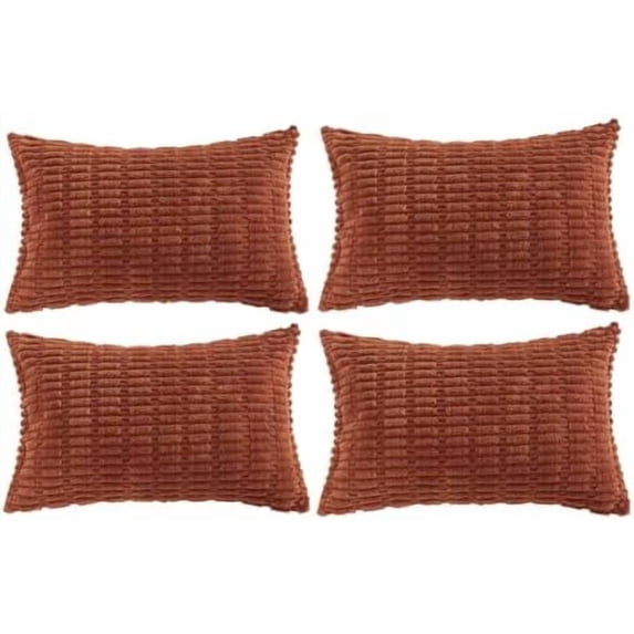 4 Packs Rust Decorative Throw Pillow Covers 12x20 Inch for Living Room ...