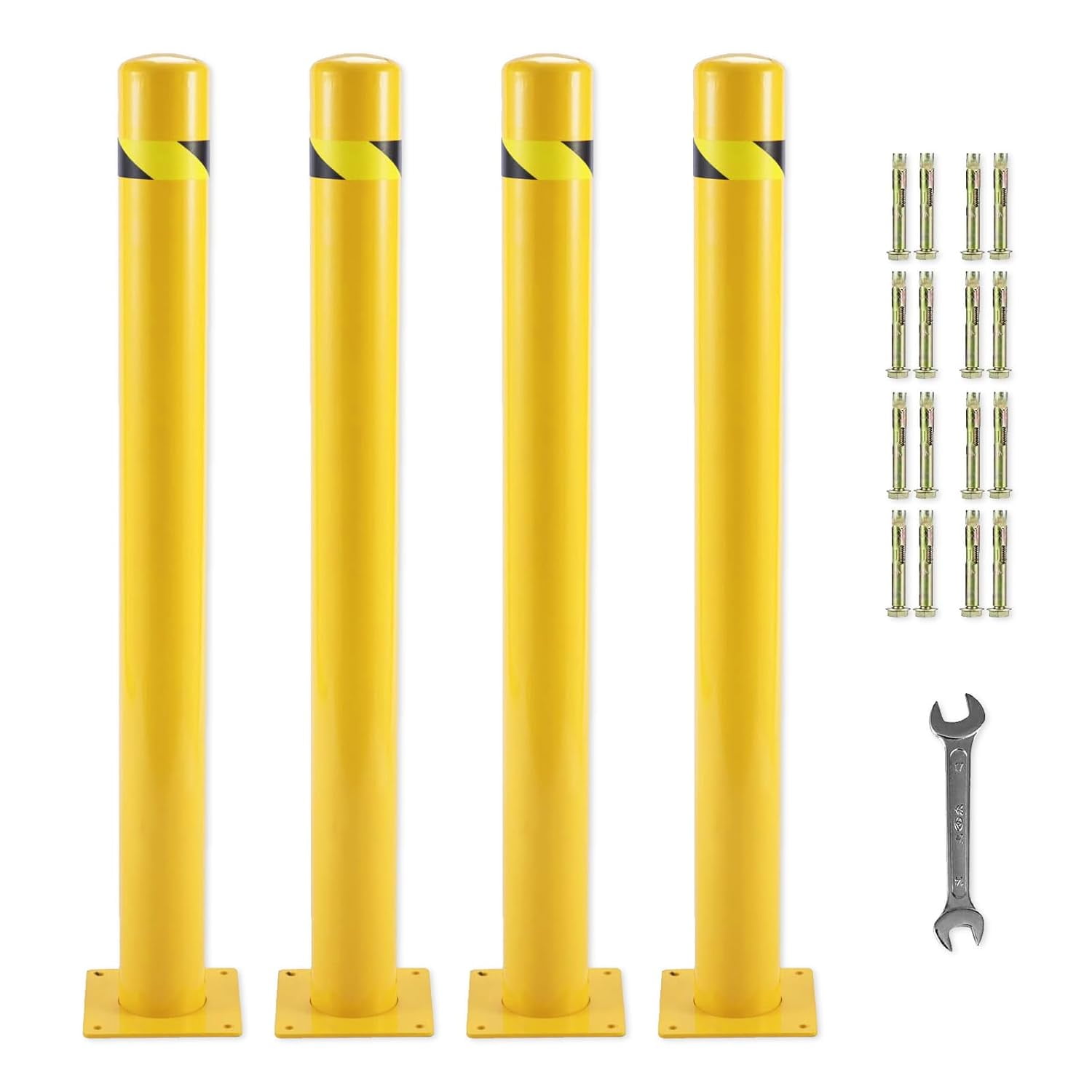 4 Packs Safety Bollard,36" Height Safety Bollard Post,4.5" Diameter ...