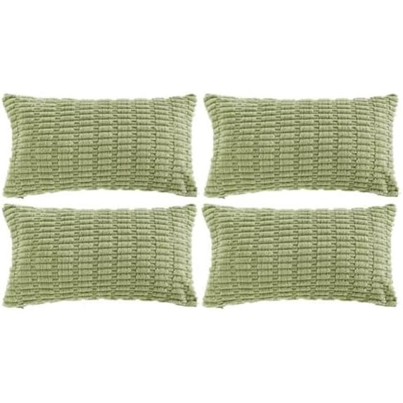 4 Packs Sage Green Decorative Throw Pillow Covers 12x24 Inch for Living ...