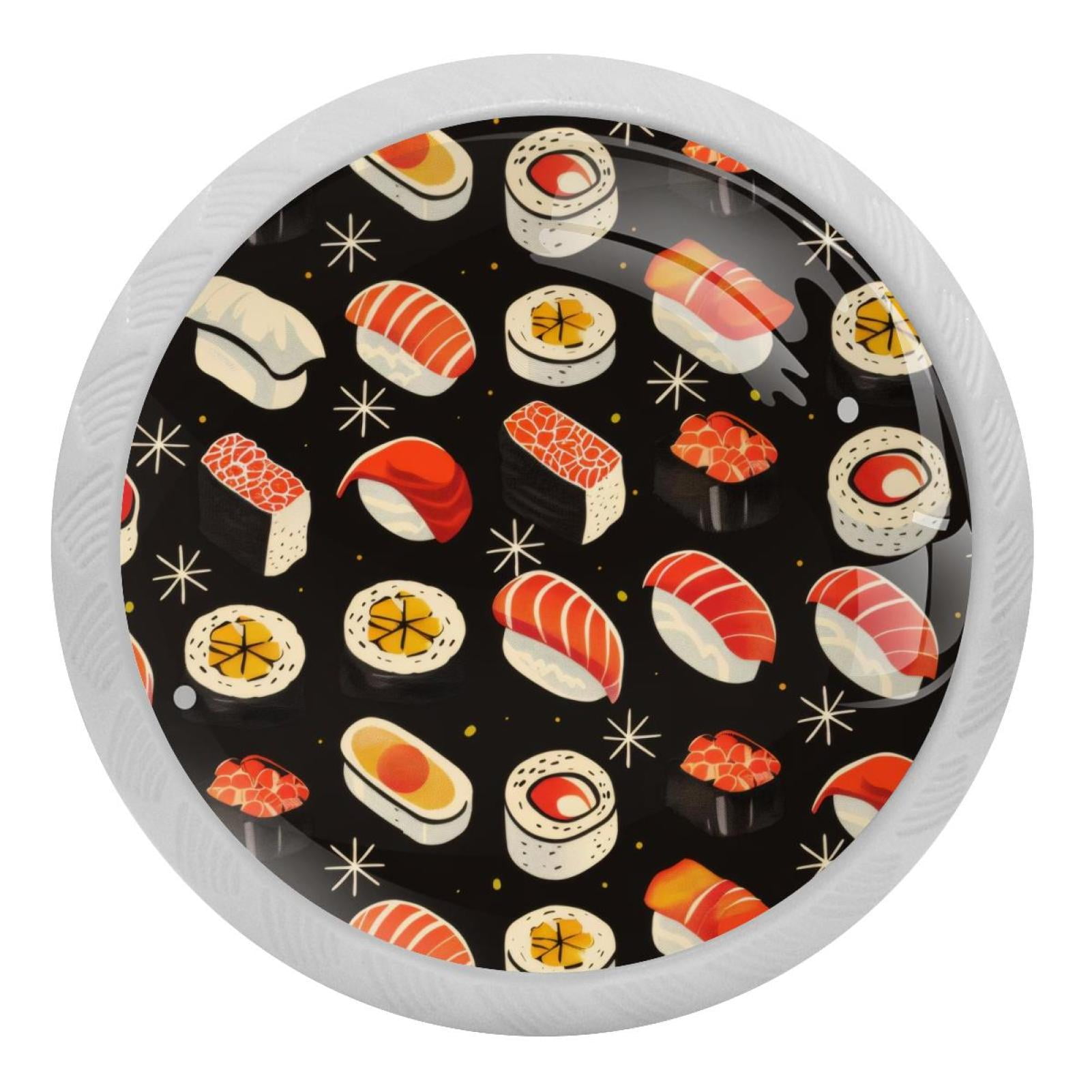 4 Packs Salmon Sushi Rolls Crystal Glass Cabinet Knobs Drawer Handles ...