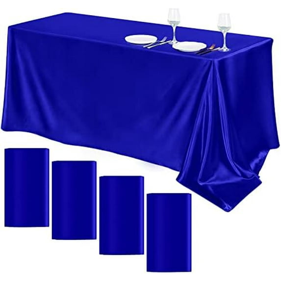 4 Packs Satin Tablecloth 102 x 58 Inch Overlay Satin Table Cover ...