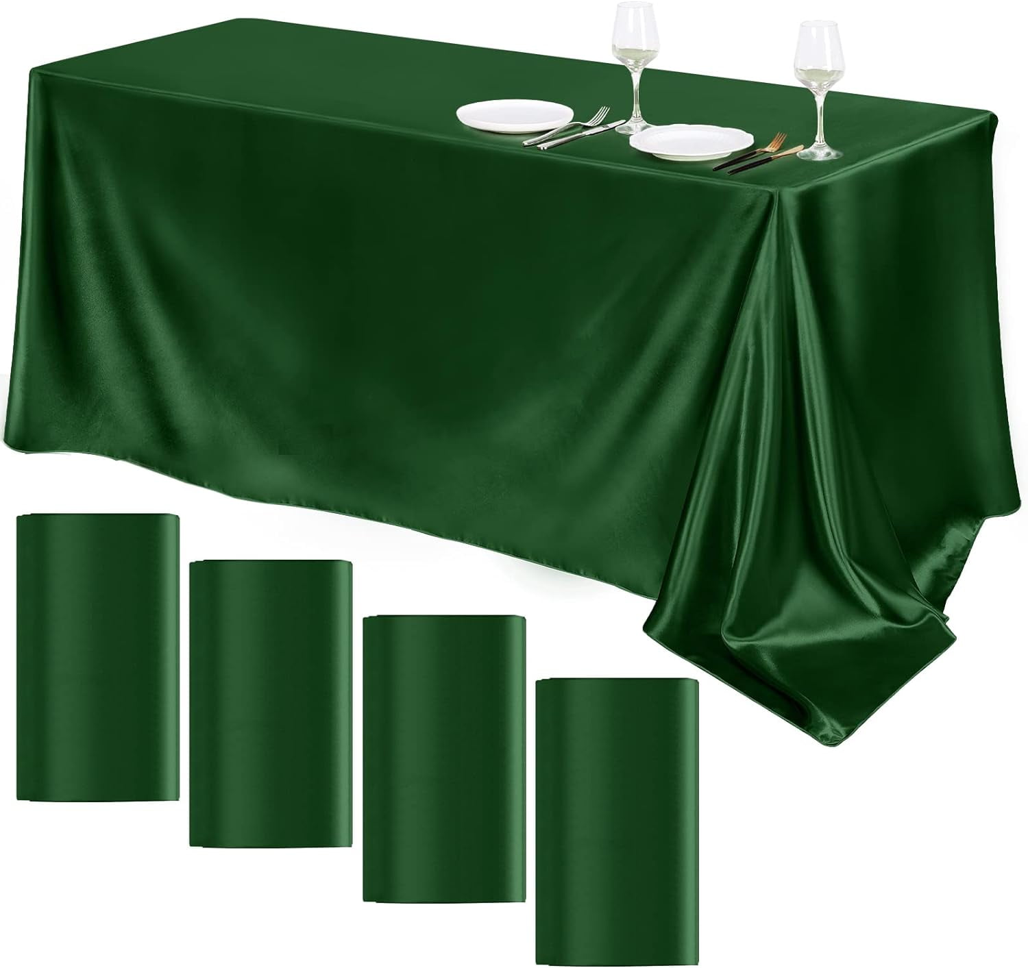 4 Packs Satin Tablecloth 102 x 58 Inch Overlay Satin Table Cover ...