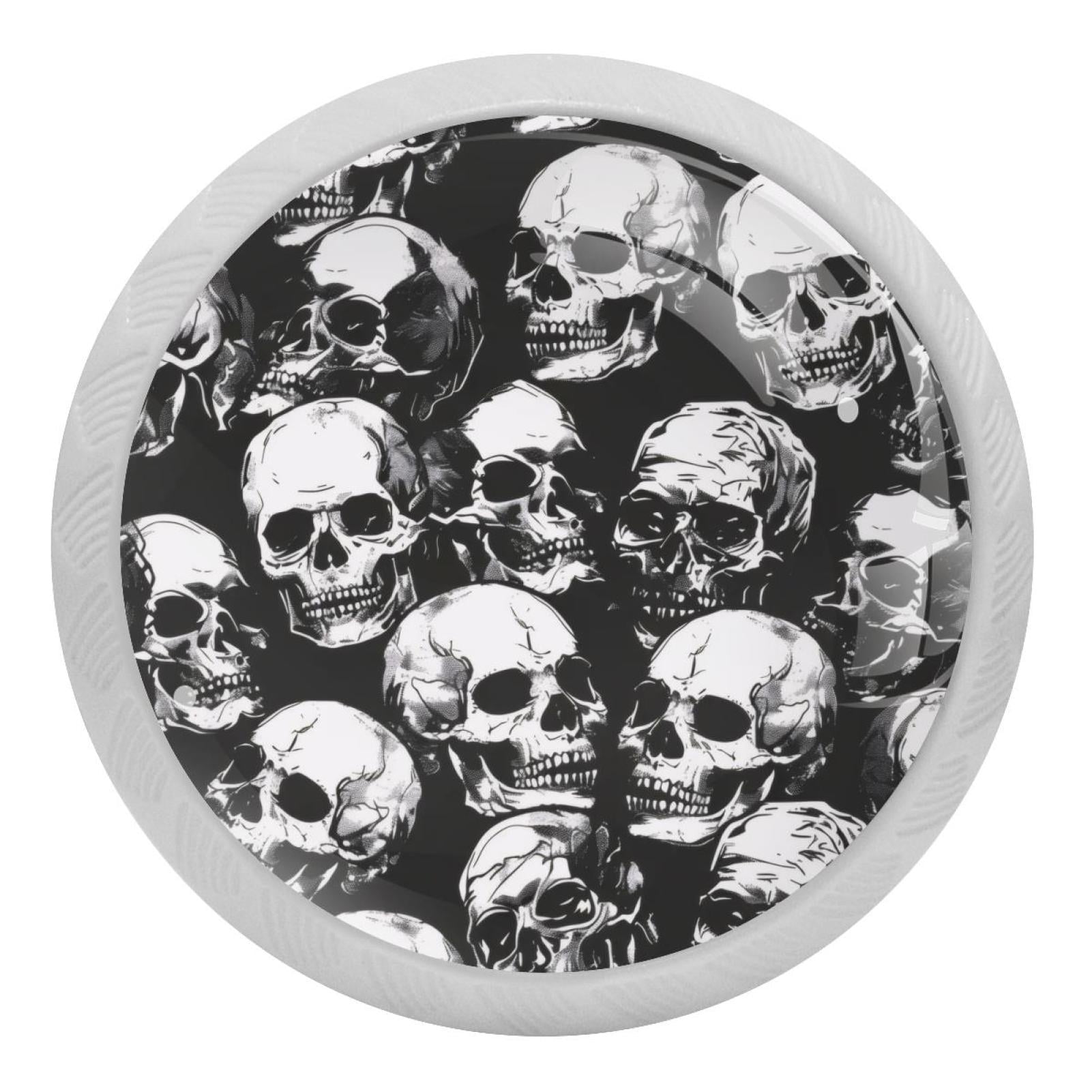 4 Packs Scary Dead Skulls Crystal Glass Cabinet Knobs Drawer Handles ...
