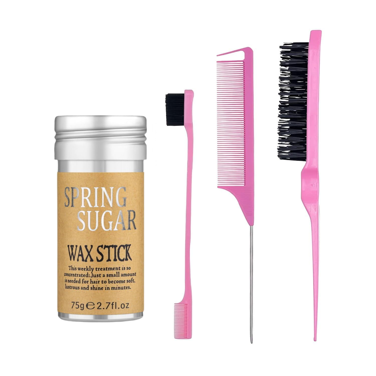 4 Packs Set Hair Wax Stick Slick Back Hair Edge Brush Pink Comb Wax ...