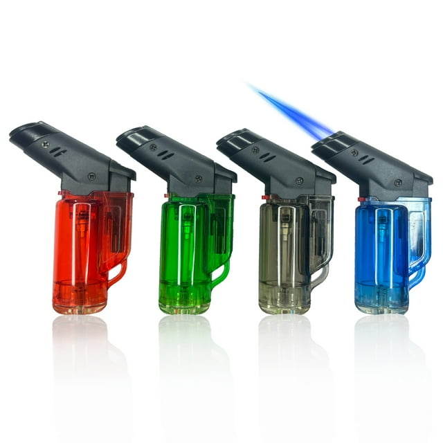 4 Packs Single Jet Torch Lighter, Adjustable Flame Visible Gas Tank for ...
