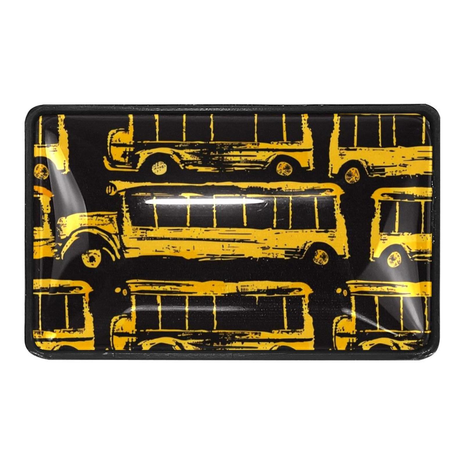 4 Packs Sketch Yellow School Bus Crystal Glass Cabinet Knobs Drawer ...