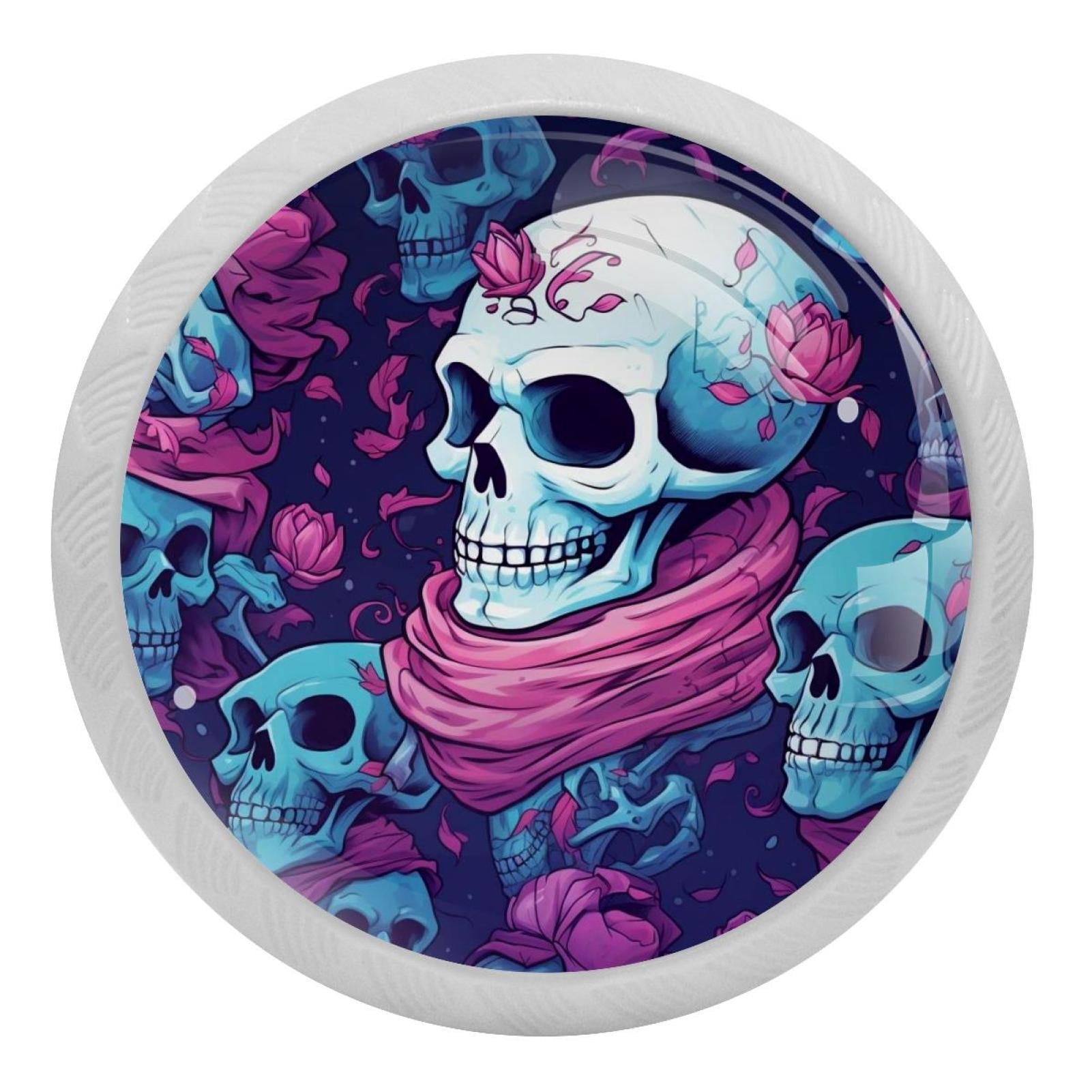 4 Packs Skull Skeleton Fluorescence Crystal Glass Cabinet Knobs Drawer ...