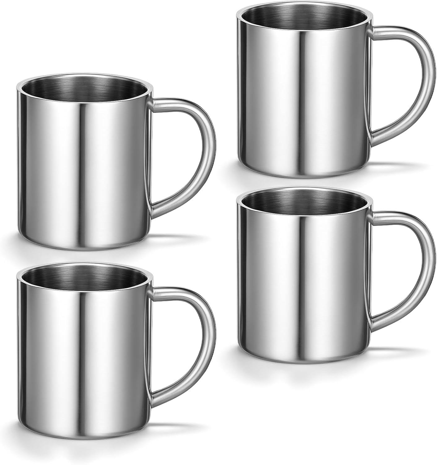 4 Packs Small Stainless Steel Coffee Mug, 7.5oz/220ml Metal Camping ...