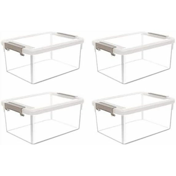 4 Packs Small Storage Bins with Lids 3.2 QT Plastic Storage Containers ...
