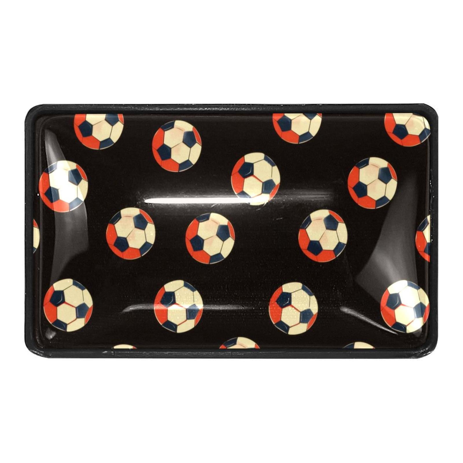 4 Packs Soccer Pattern on Black Crystal Glass Cabinet Knobs Drawer ...