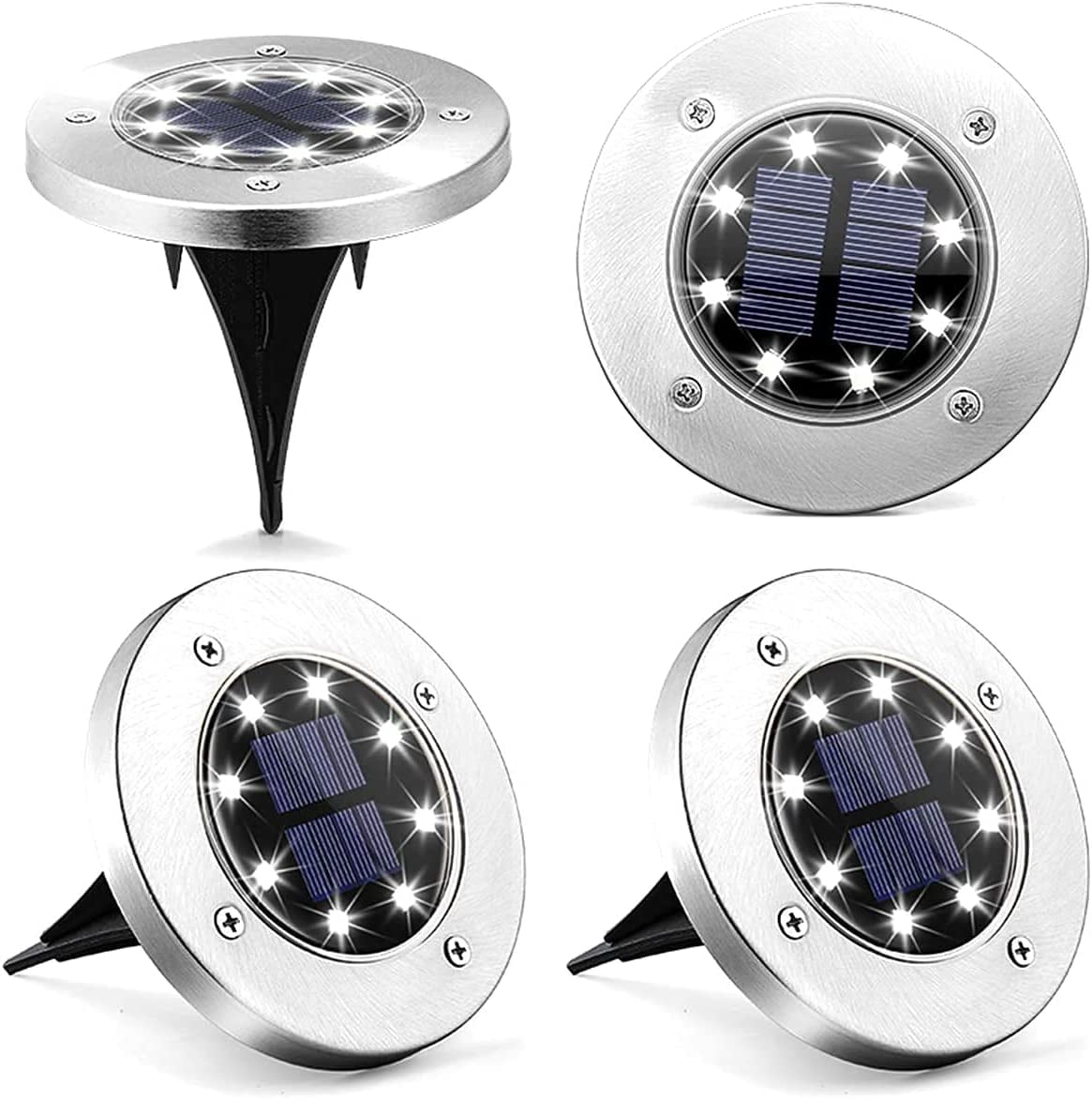 4 Packs Solar Outdoor Lights Waterproof Garden Solar Lights 8 LED ...